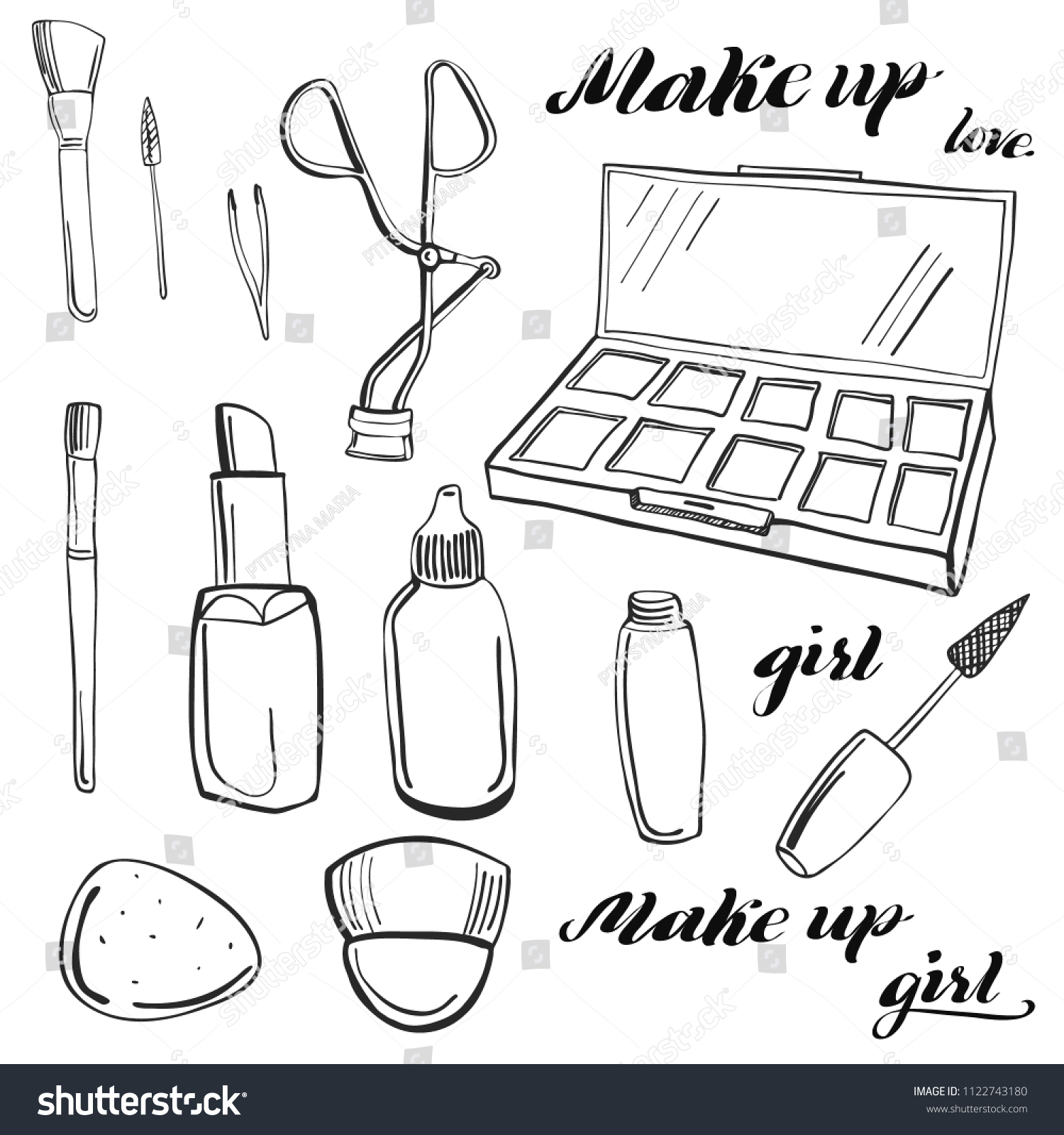 Sketch Makeup Kit Stock Vector (Royalty Free) 1122743180