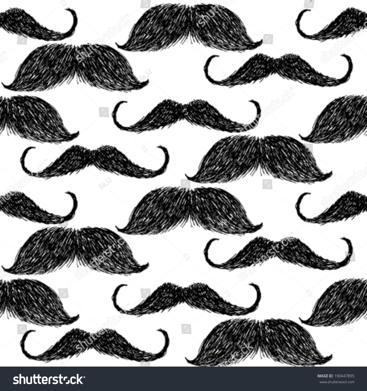 Sketch Mustache Vector Vintage Seamless Pattern Stock Vector (Royalty ...