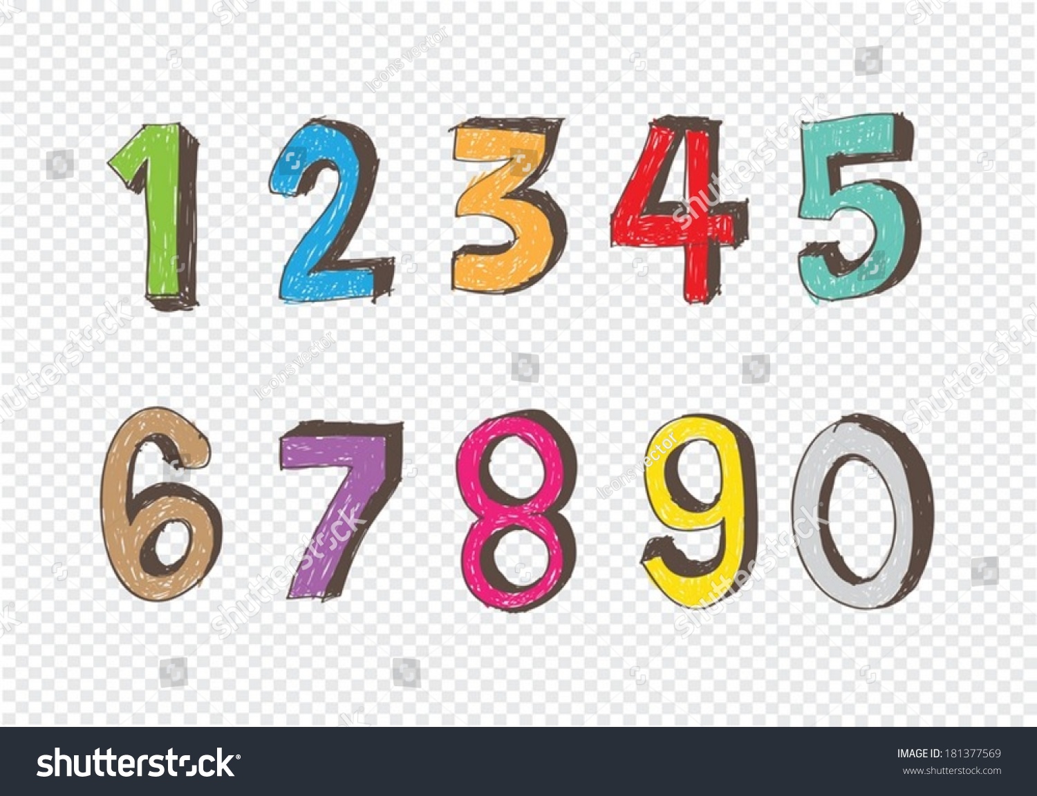Sketch Numbers 09 Stock Vector 181377569 - Shutterstock