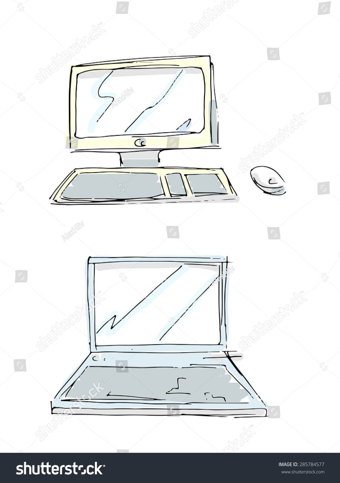 Sketch Og Computers Vector Illustration Stock Vector (Royalty Free ...