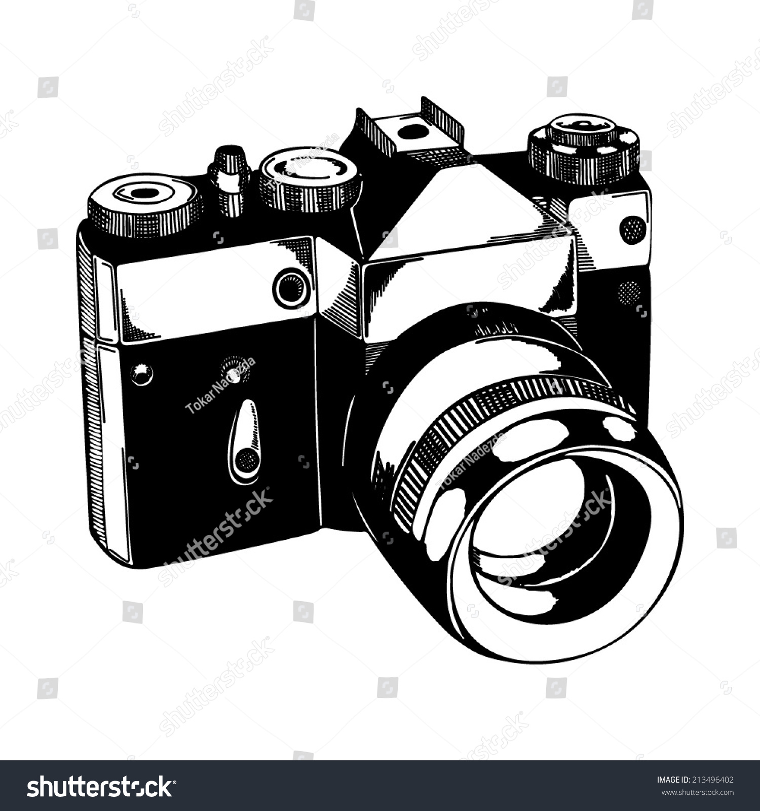 Sketch Photo Camera Stock Vector 213496402 - Shutterstock