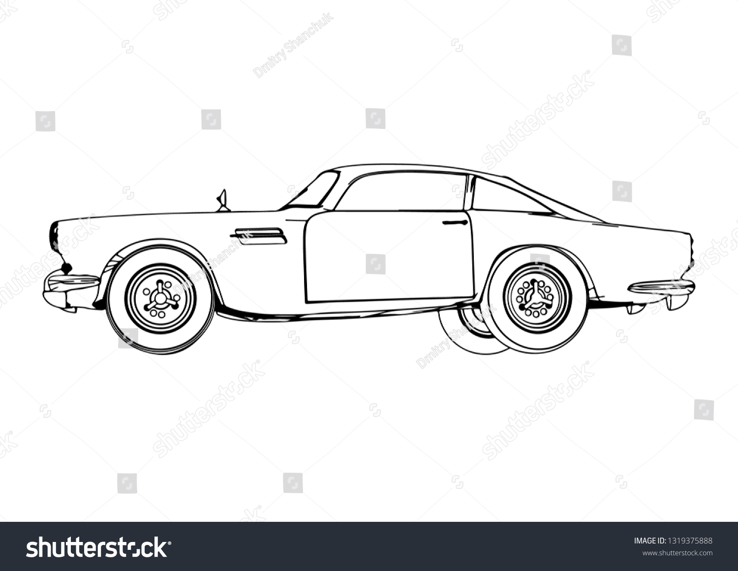 Sketch Retro Car Vector Stock Vector (Royalty Free) 1319375888 ...
