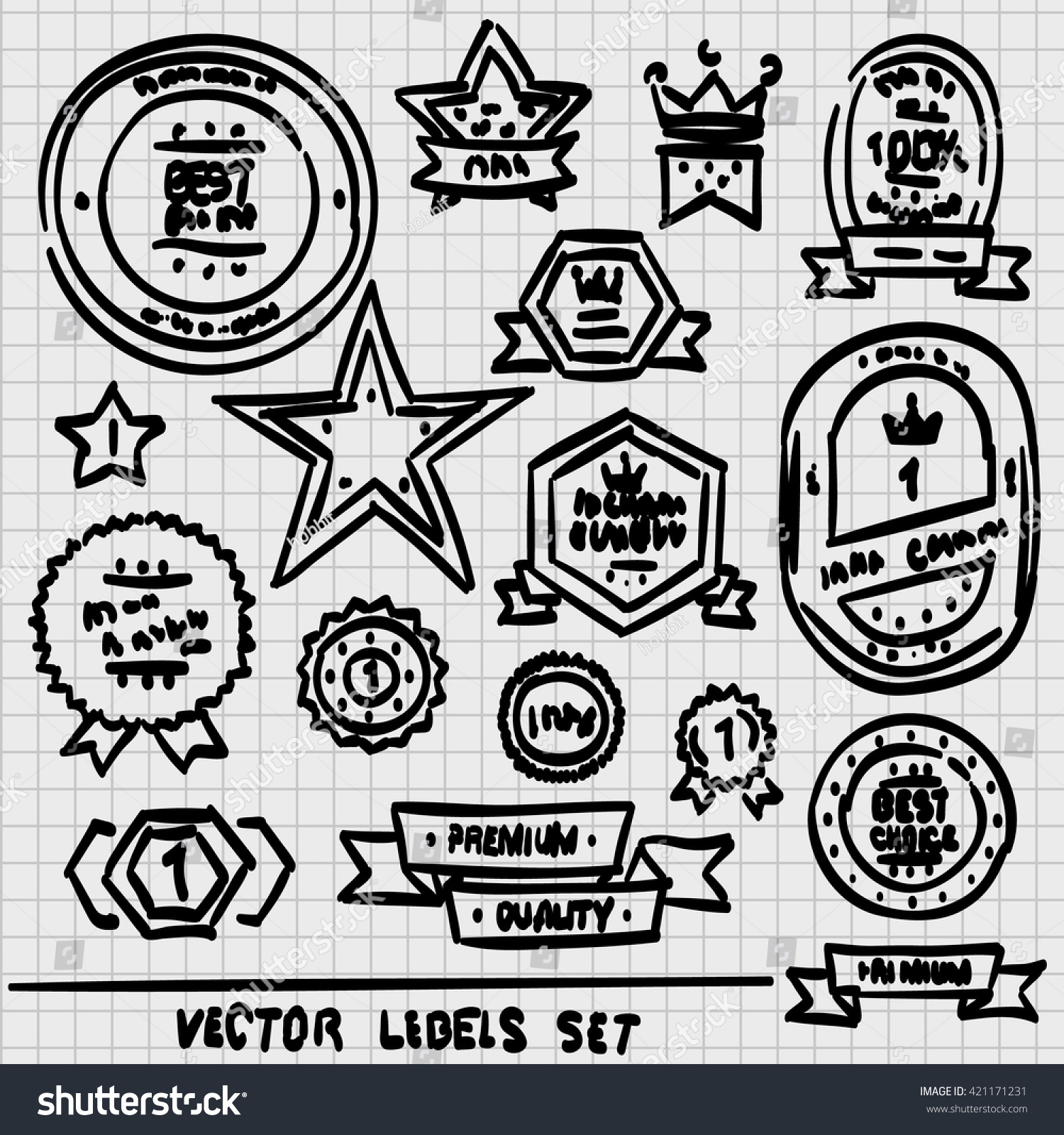 Sketch Set Labels Vector Illustration Stock Vector (Royalty Free ...