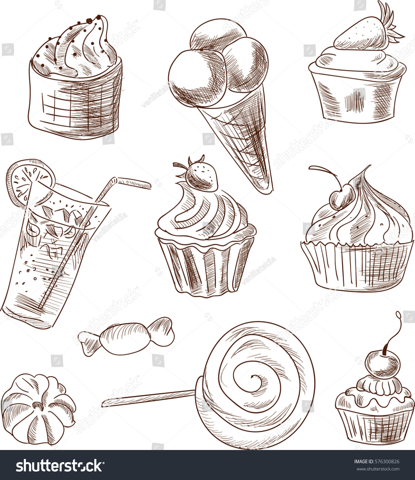 Sketch Sweeties Stock Vector (Royalty Free) 576300826