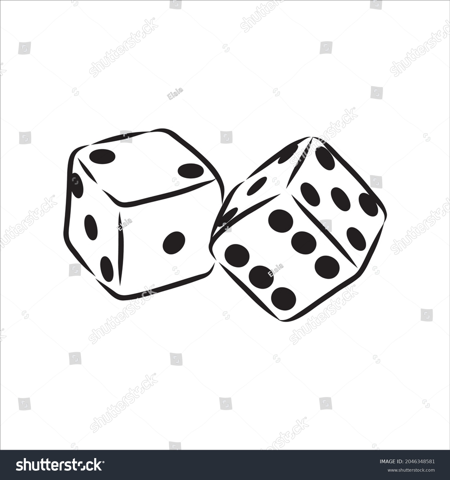 Sketch Two Dices Game Dice Vector Stock Vector (Royalty Free) 2046348581