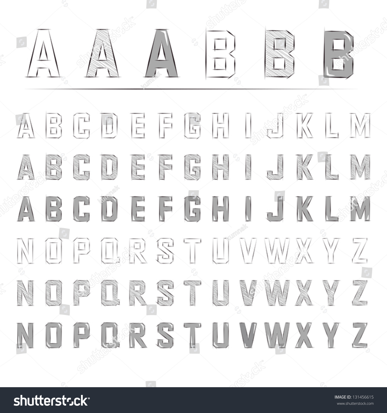 Sketched Alphabet Stock Vector (Royalty Free) 131456615 | Shutterstock