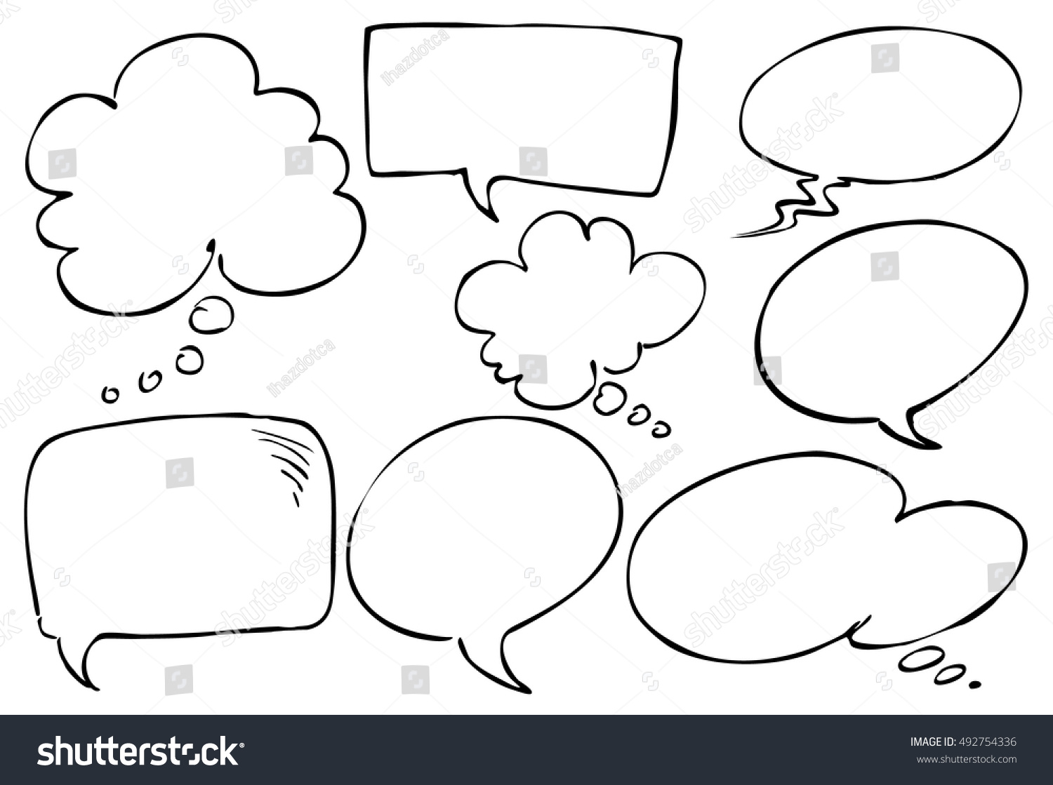 Sketched Speech Bubbles Stock Vector (Royalty Free) 492754336