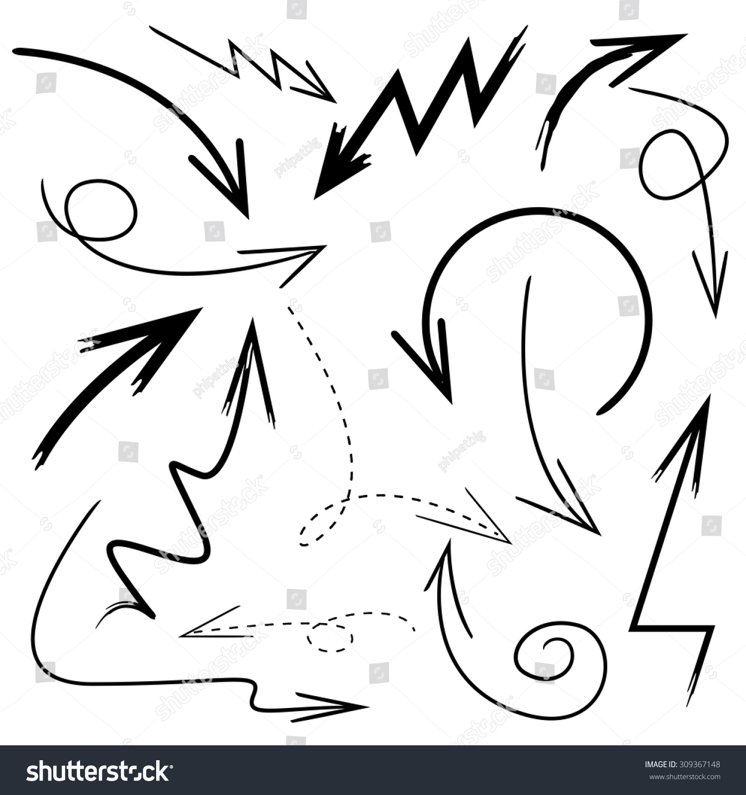 Sketchy Arrows Stock Vector (Royalty Free) 309367148 | Shutterstock