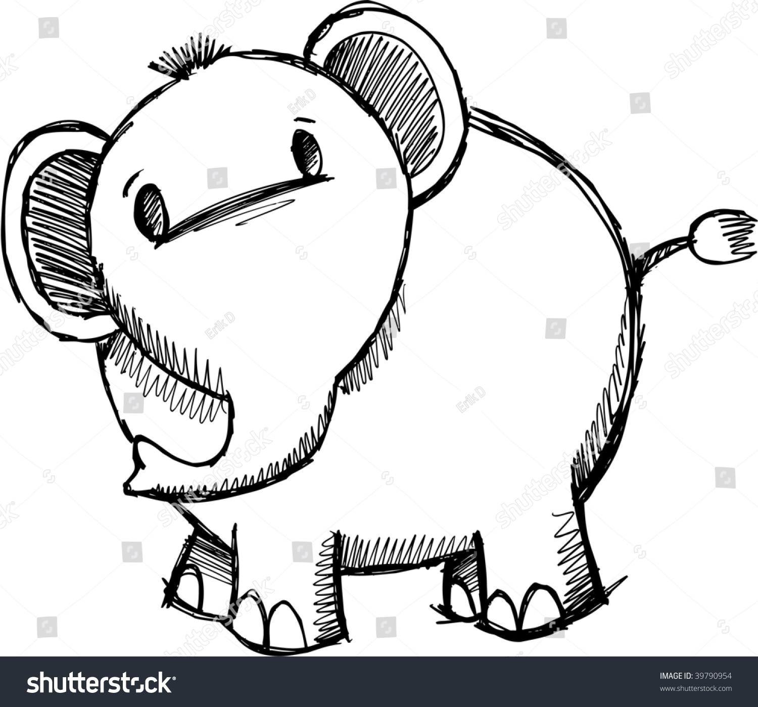 Sketchy Doodle Elephant Vector Stock Vector (Royalty Free) 39790954