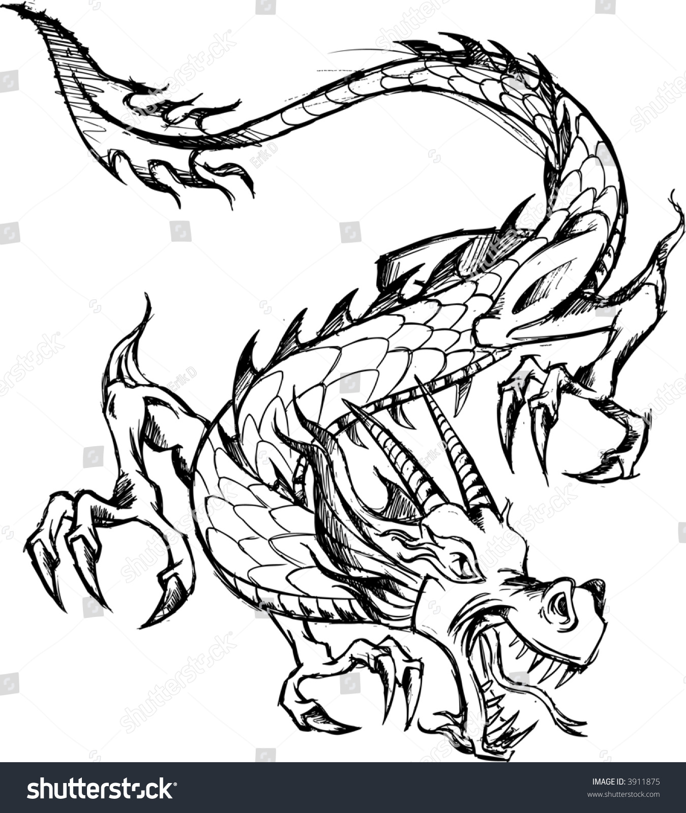 Sketchy Dragon Vector Illustration Stock Vector (Royalty Free) 3911875
