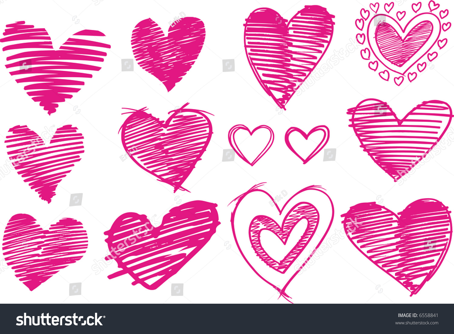 Sketchy Heart Set Vector Illustration Stock Vector (Royalty Free ...