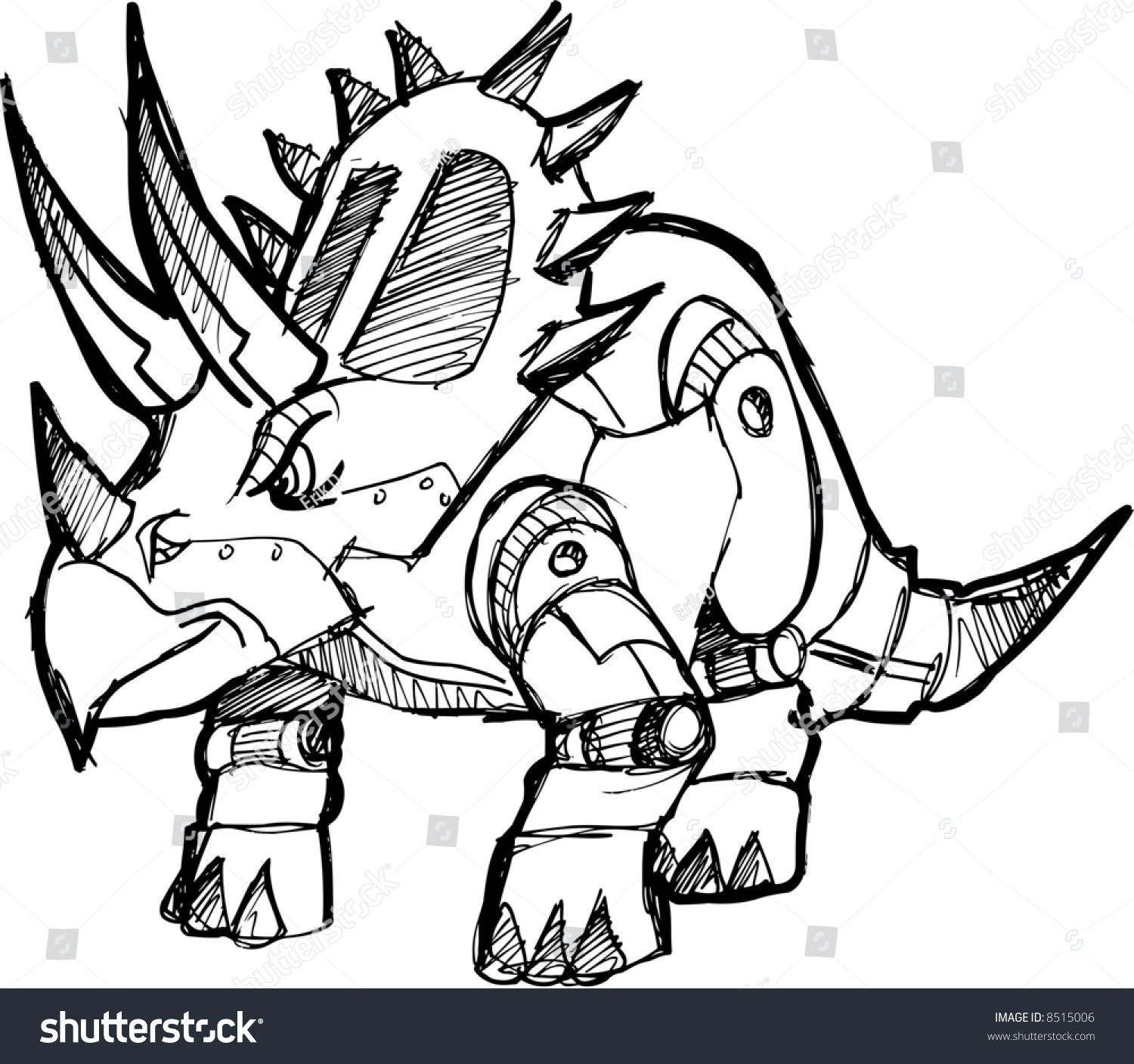 Sketchy Robot Shark Vector Illustration Stock Vector (Royalty Free ...