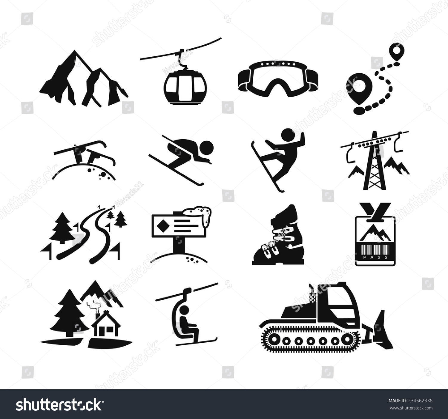 Ski Resort Icons Stock Vector (Royalty Free) 234562336