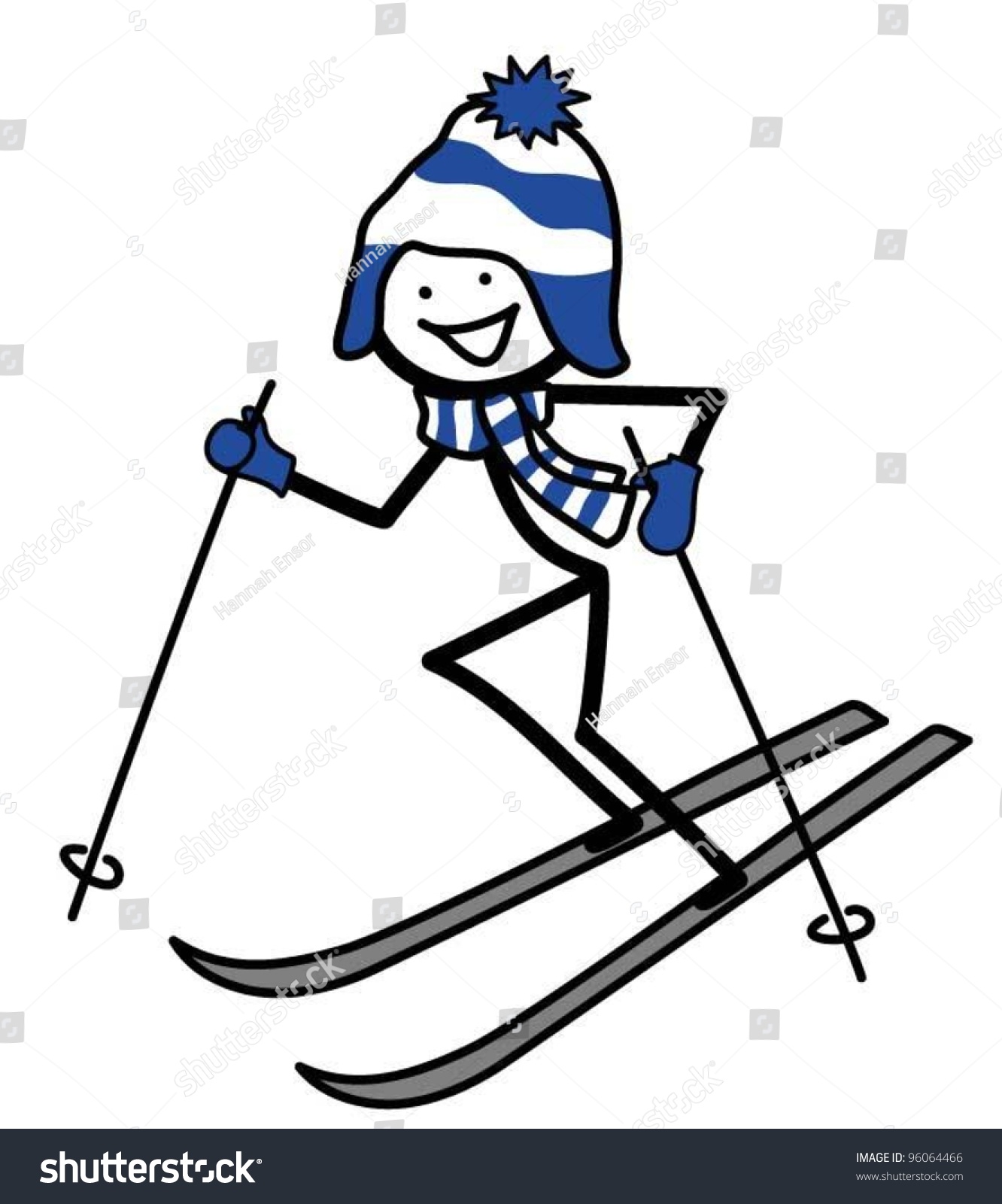 Skiing Stick Person Stock Vector 96064466 - Shutterstock