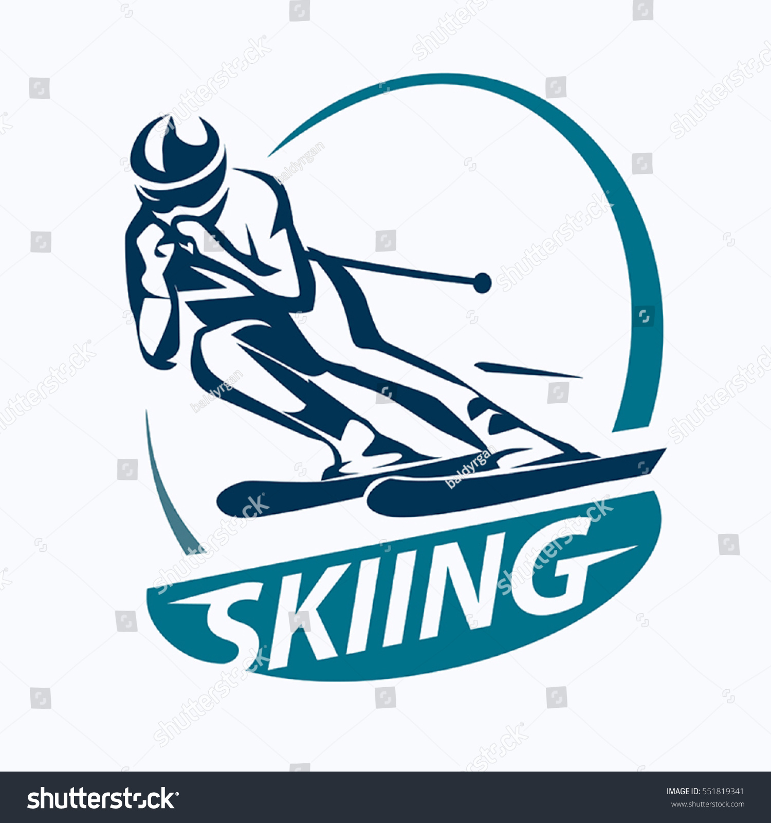 Skiing Stylized Vector Symbol Logo Emblem Stock Vector (Royalty Free ...