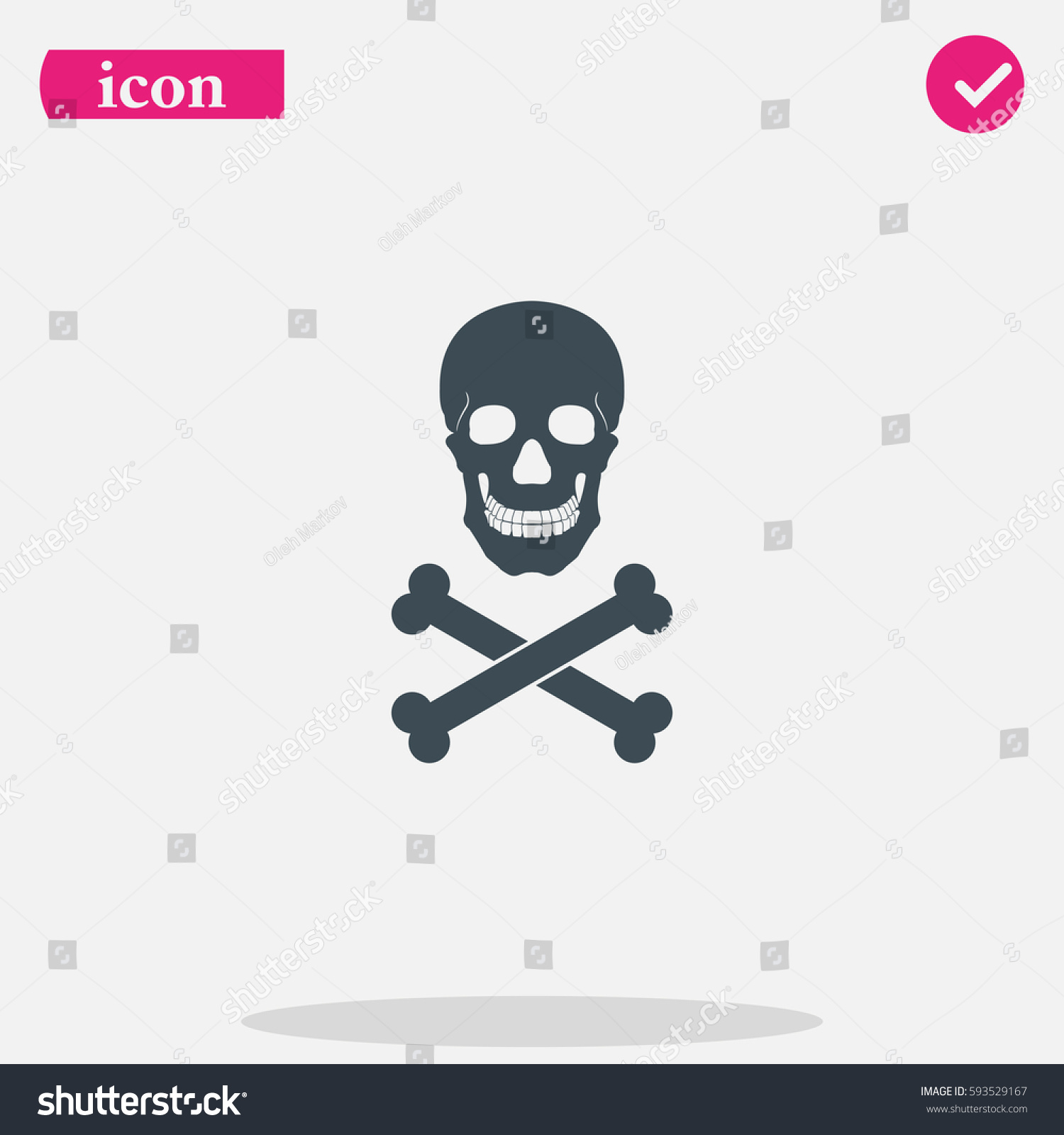 Skull Crossbones Icon Stock Vector (Royalty Free) 593529167