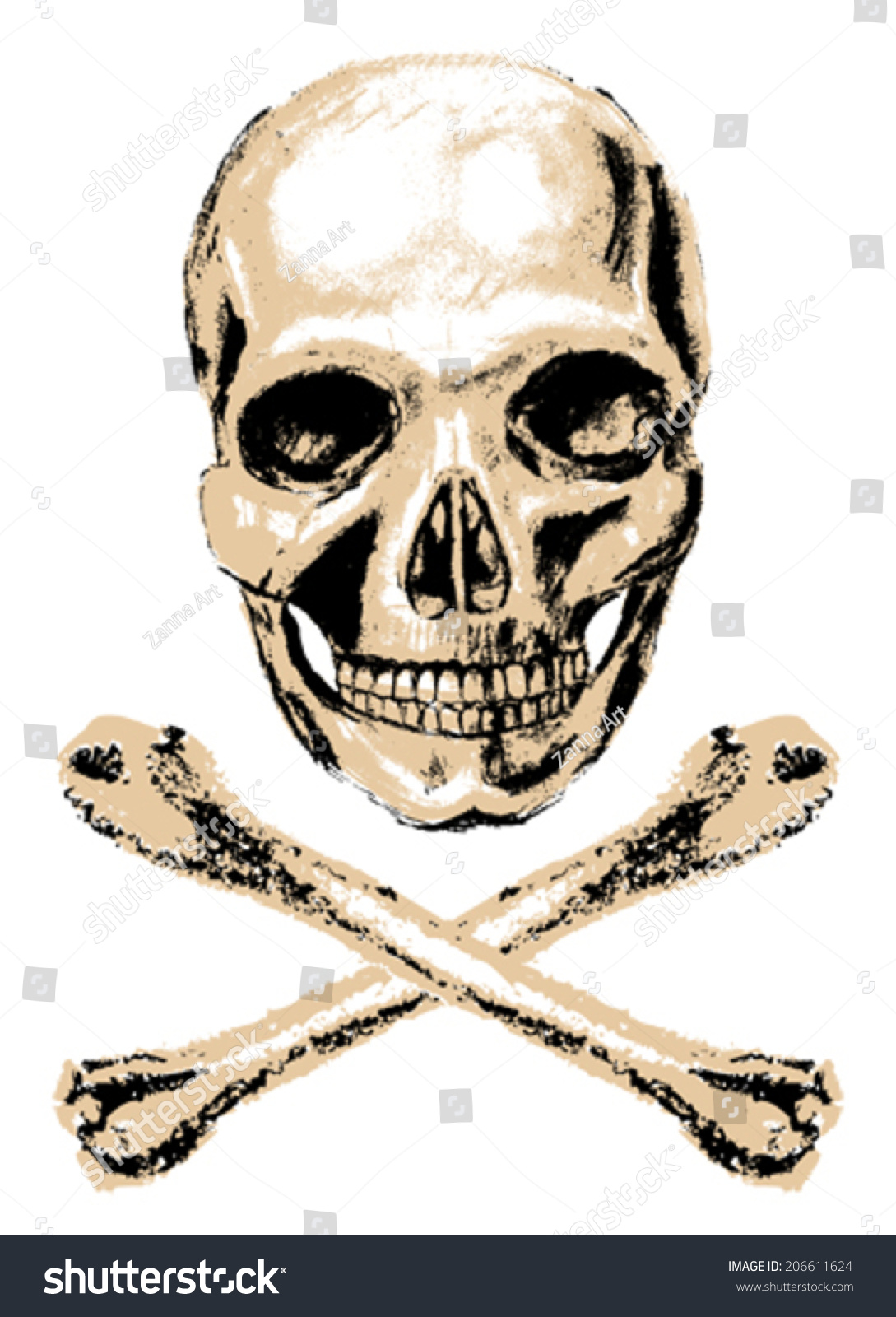 Skull Crossbones Vector Stock Vector (Royalty Free) 206611624