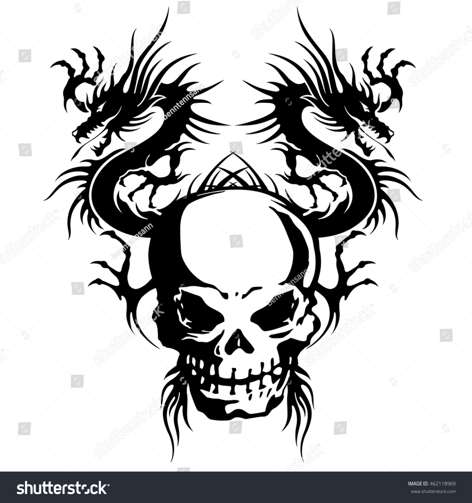 Skull Dragon Illustration Stock Vector (Royalty Free) 462118969