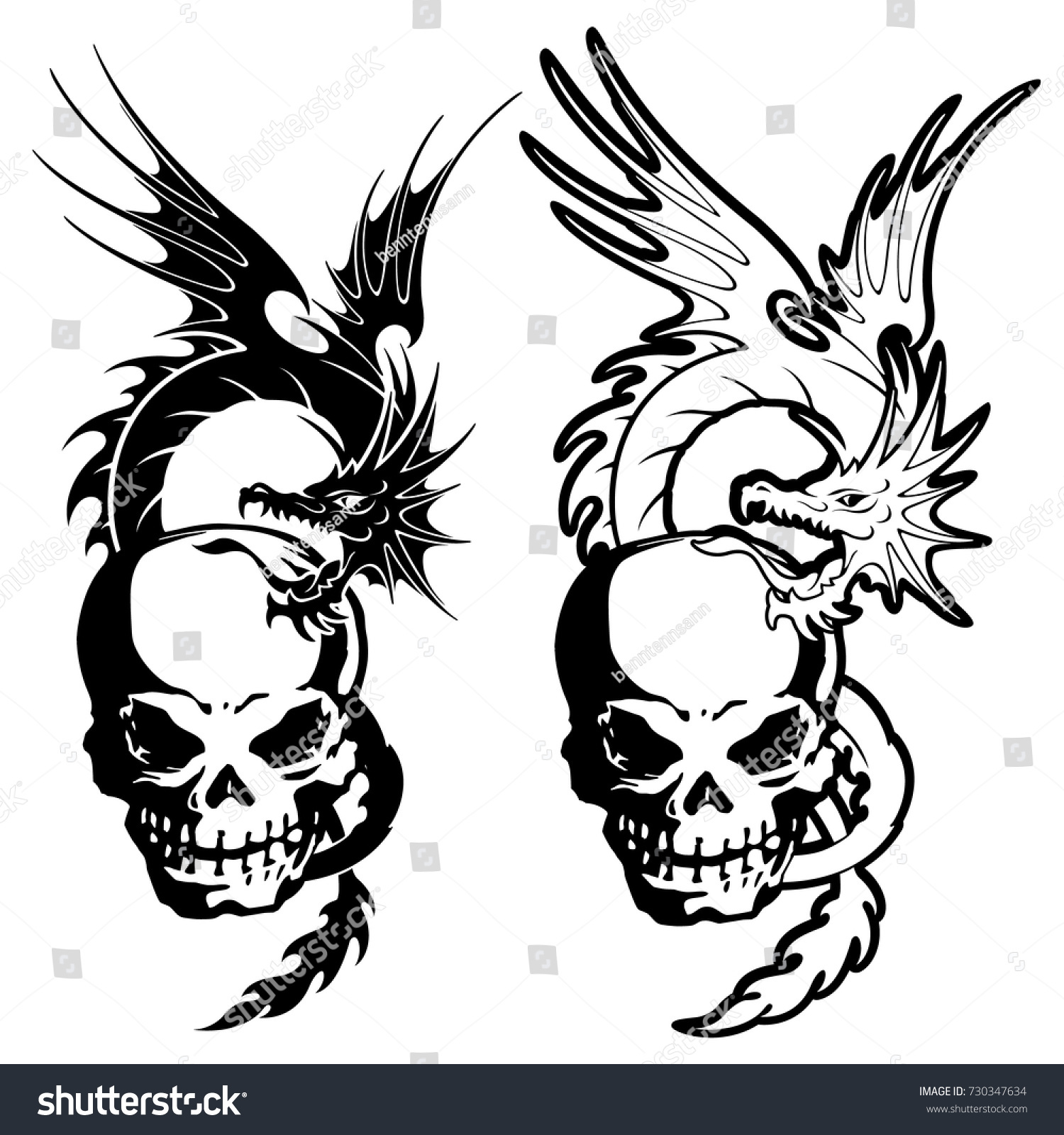 Skull Dragon Illustration Stock Vector (Royalty Free) 730347634