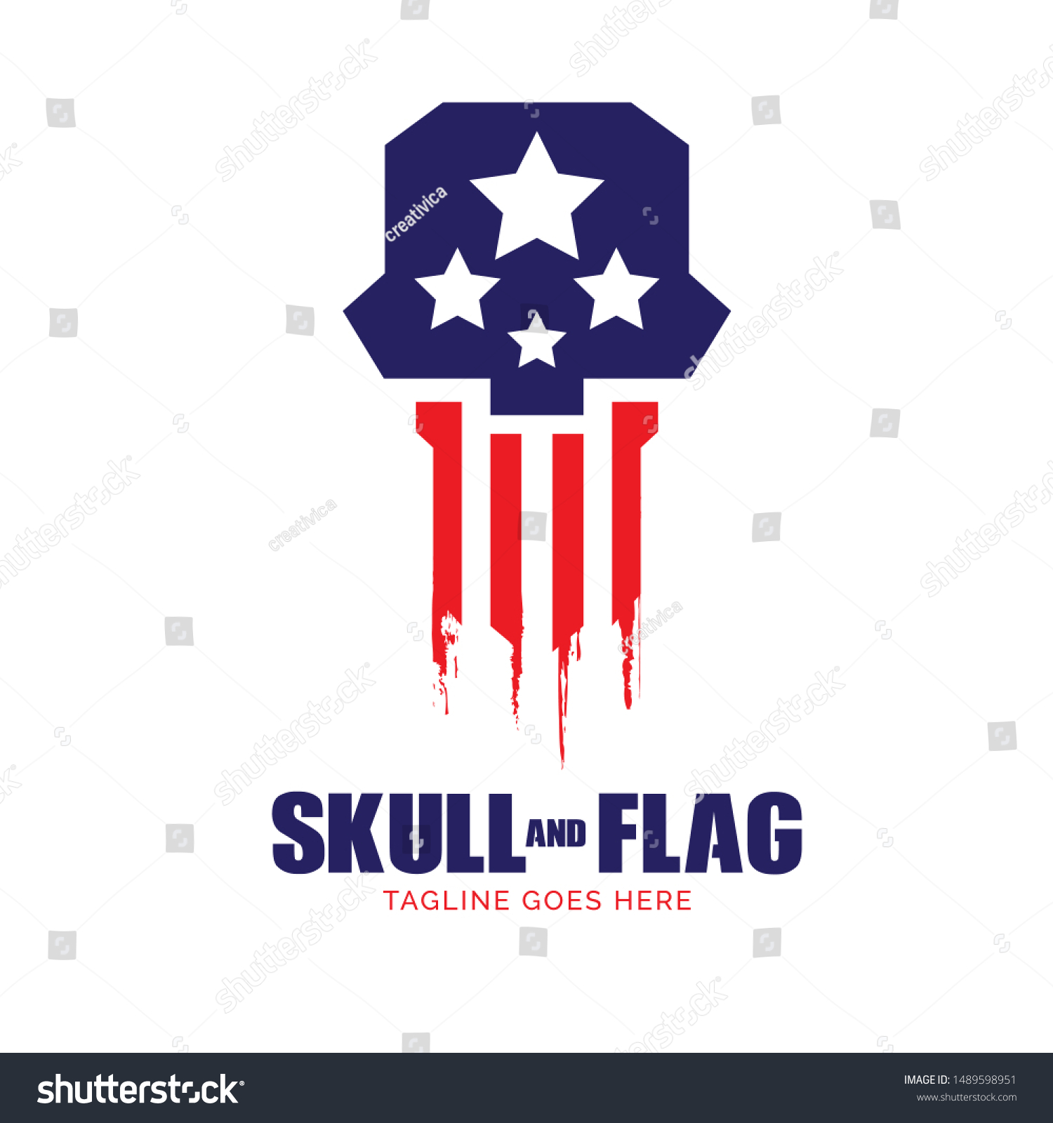 Skull Flag Logo Vector Stock Vector (Royalty Free) 1489598951