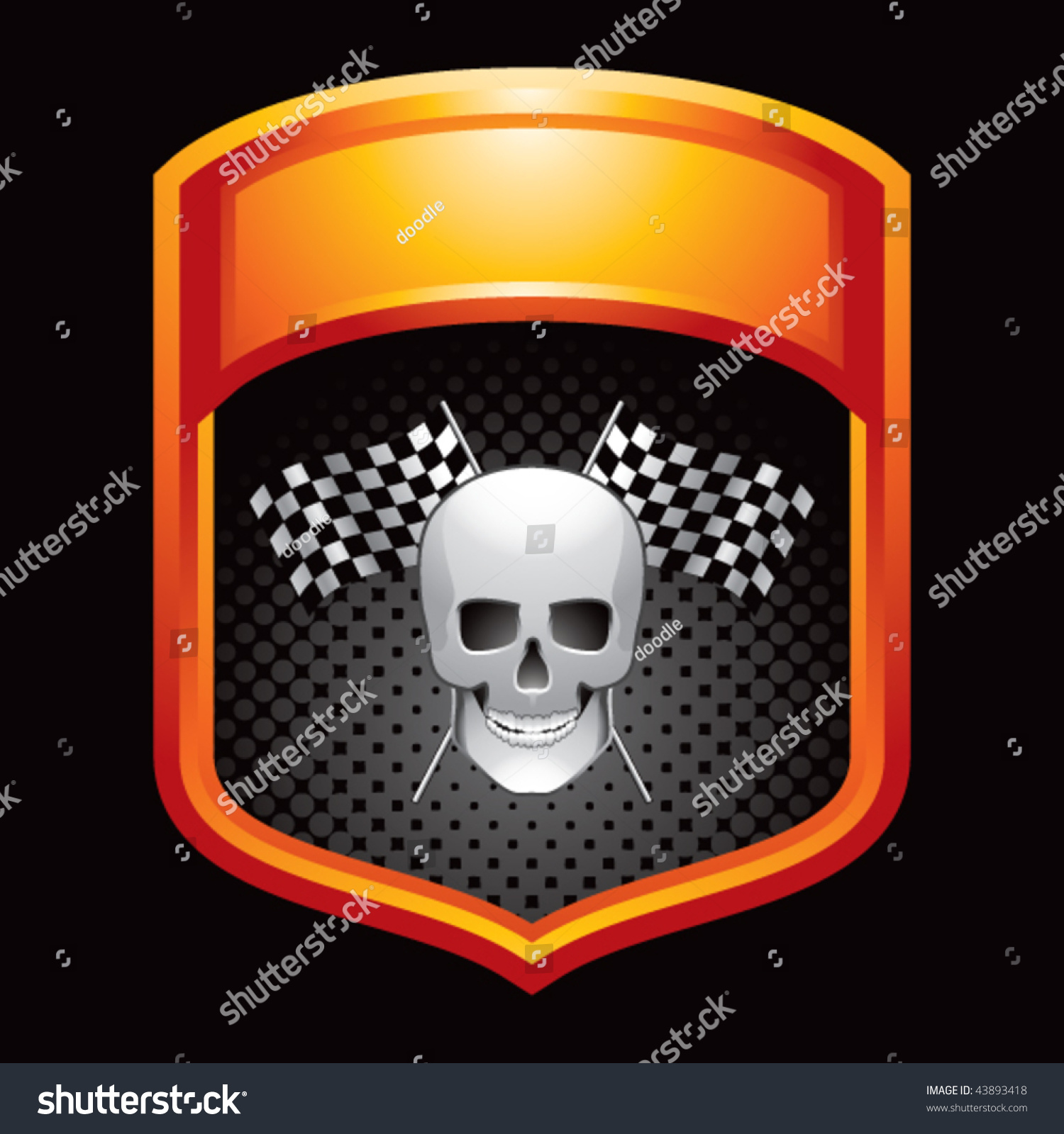 Skull Racing Flags Orange Display Stock Vector (Royalty Free) 43893418 ...