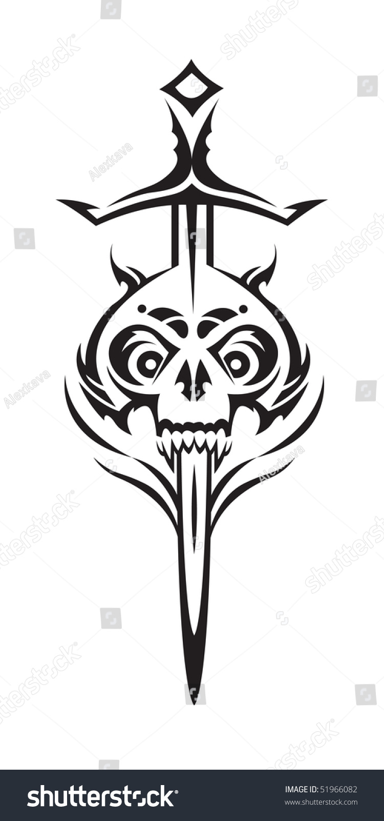 calavera y espada: vector de stock (libre de regalías) 51966082 ...