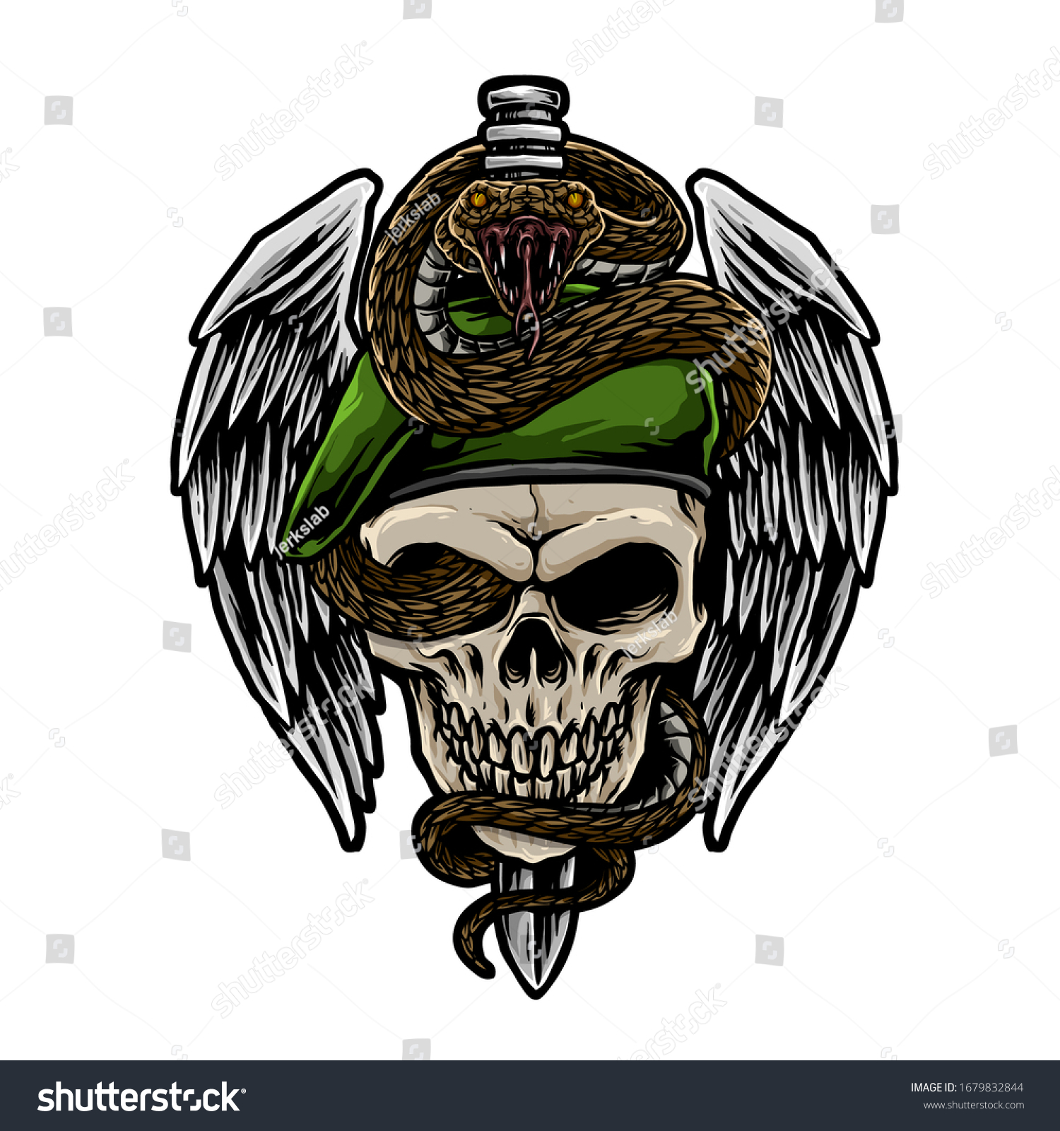 Skull Army Snake Vector Illustration Stock Vector (Royalty Free ...