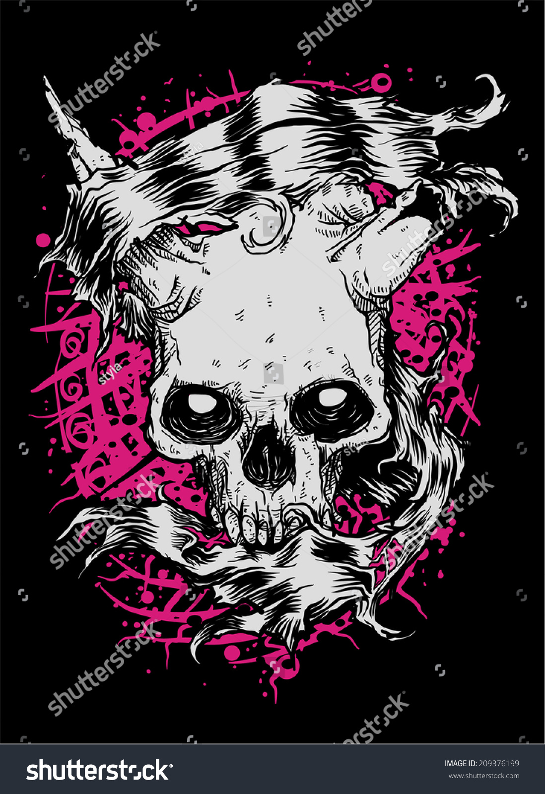 Skull Banner Stock Vector (Royalty Free) 209376199
