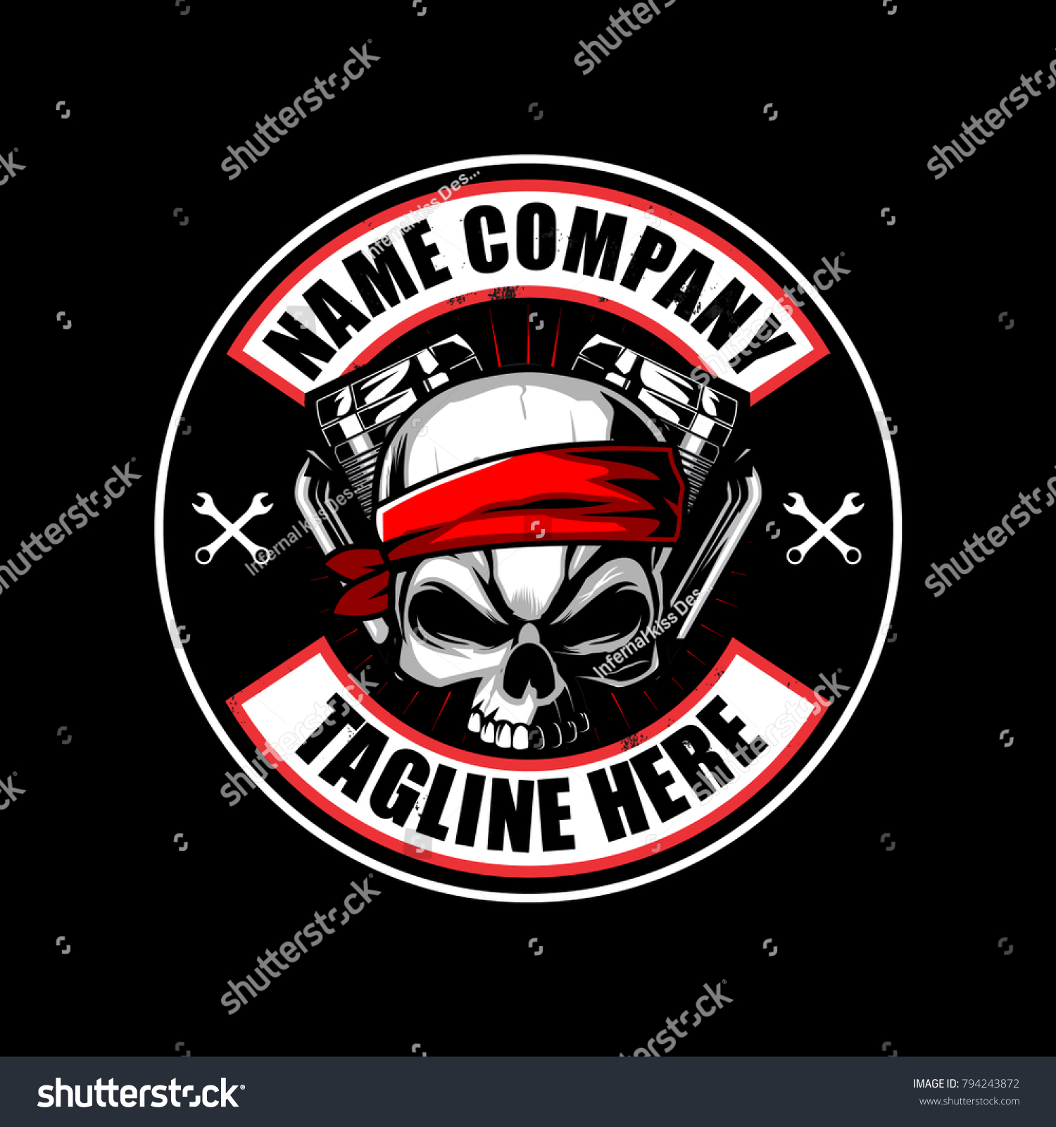Skull Biker Vtwin Engine Vector Logo Stock Vector (Royalty Free ...