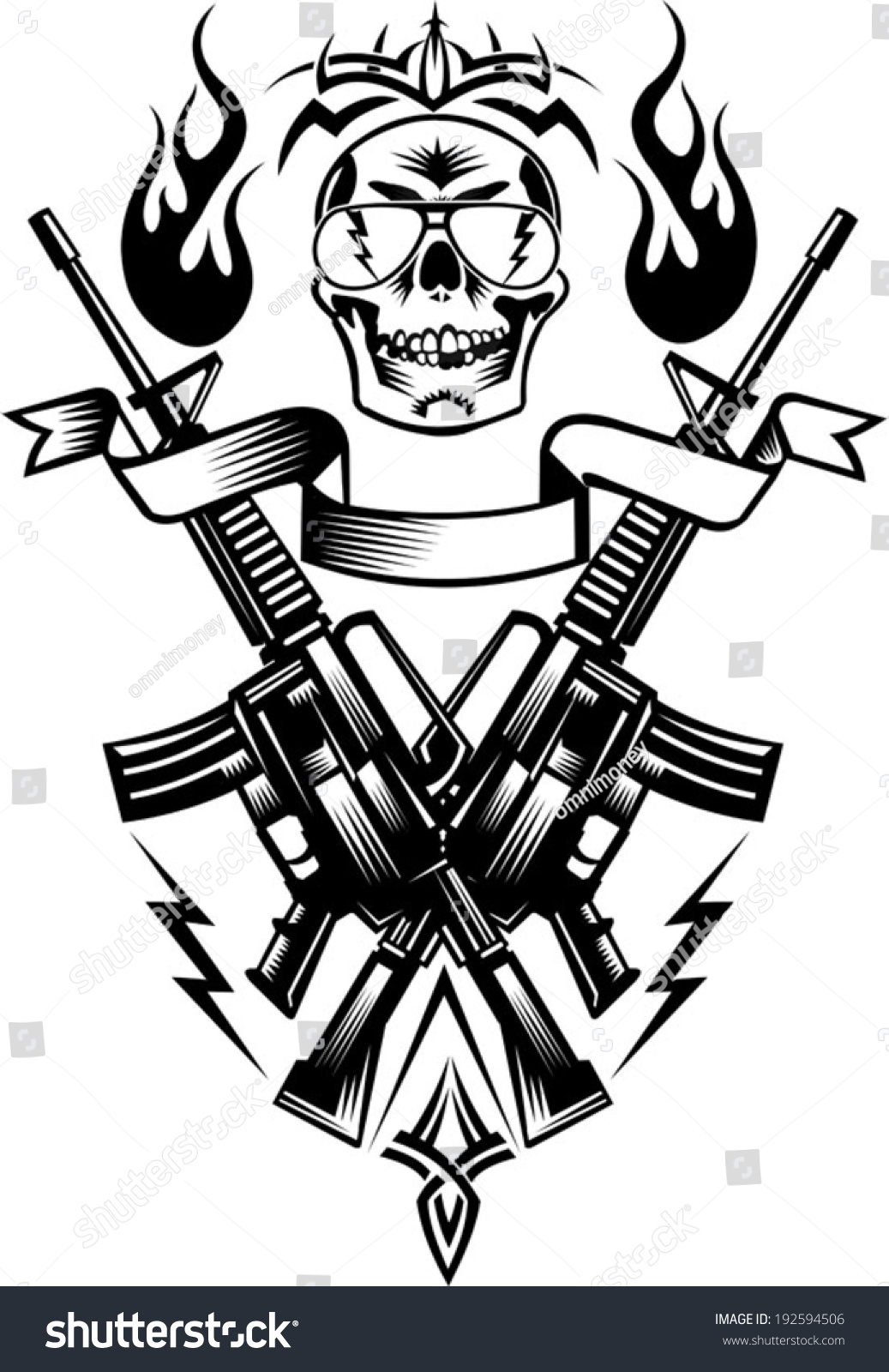Skull Combat Guns Stock Vector (Royalty Free) 192594506 | Shutterstock
