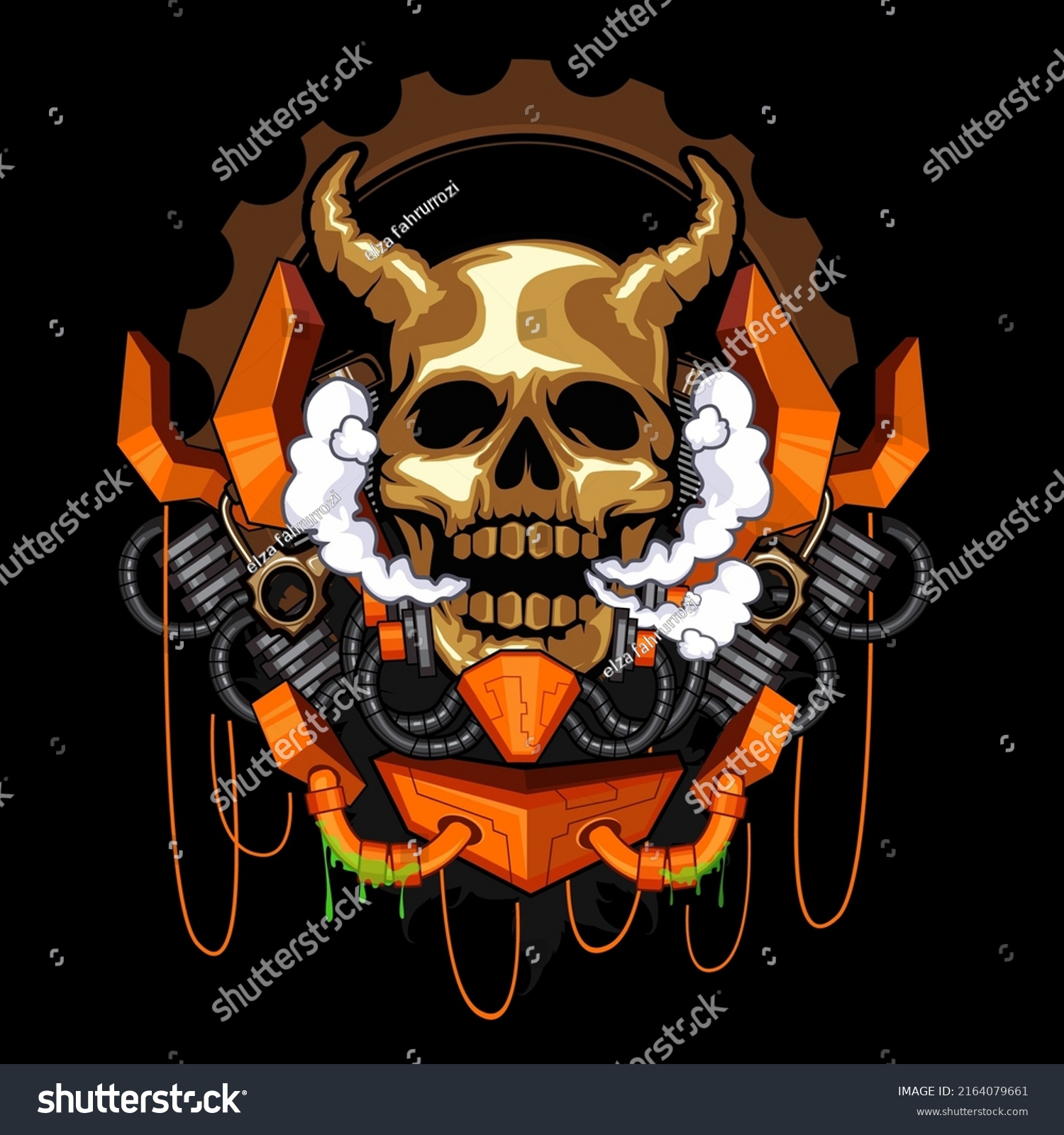 Skull Devil Cyborg Mascot Cartoon Vector Stock Vector (Royalty Free ...