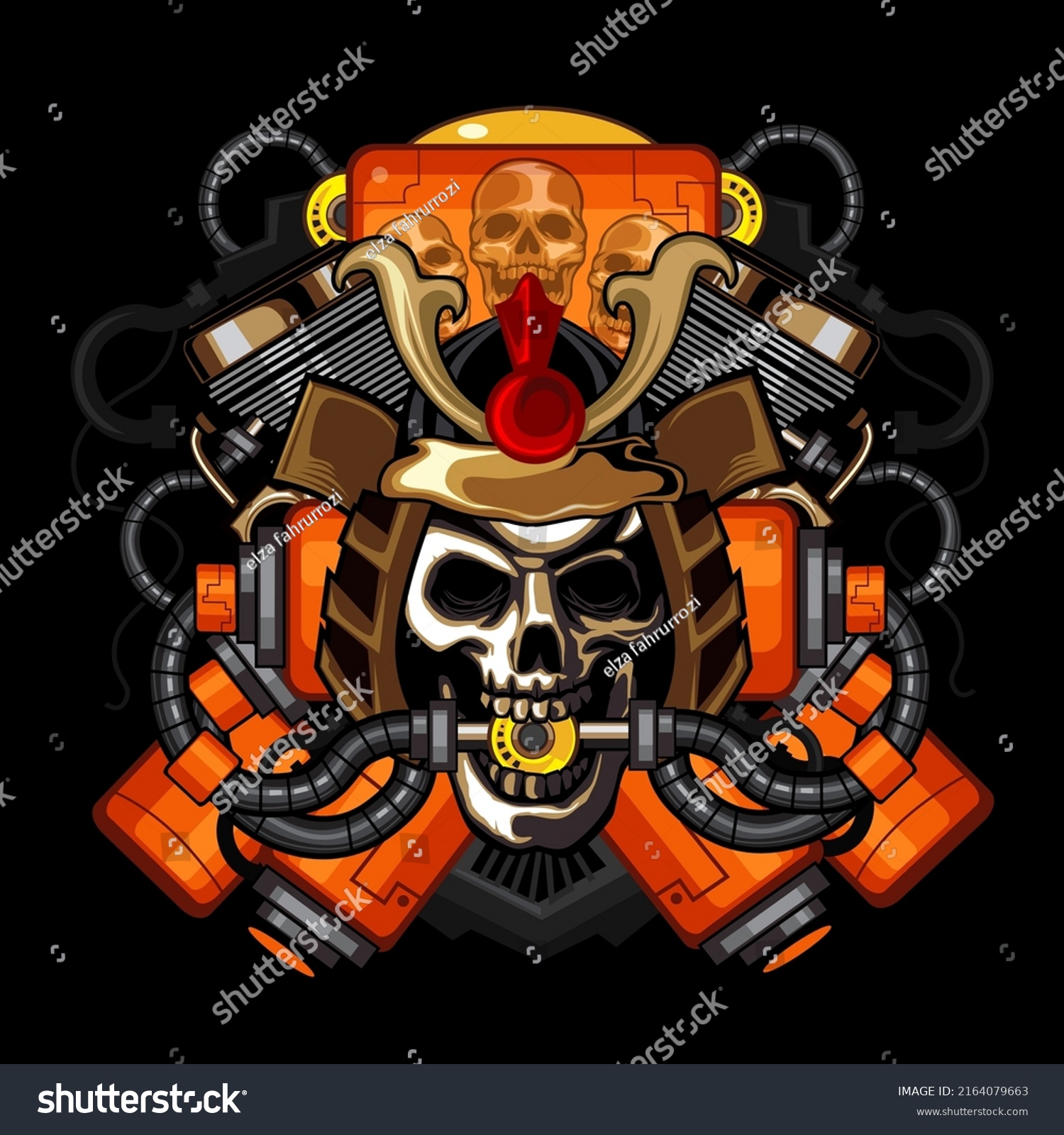 Skull Devil Cyborg Mascot Cartoon Vector Stock Vector (Royalty Free ...