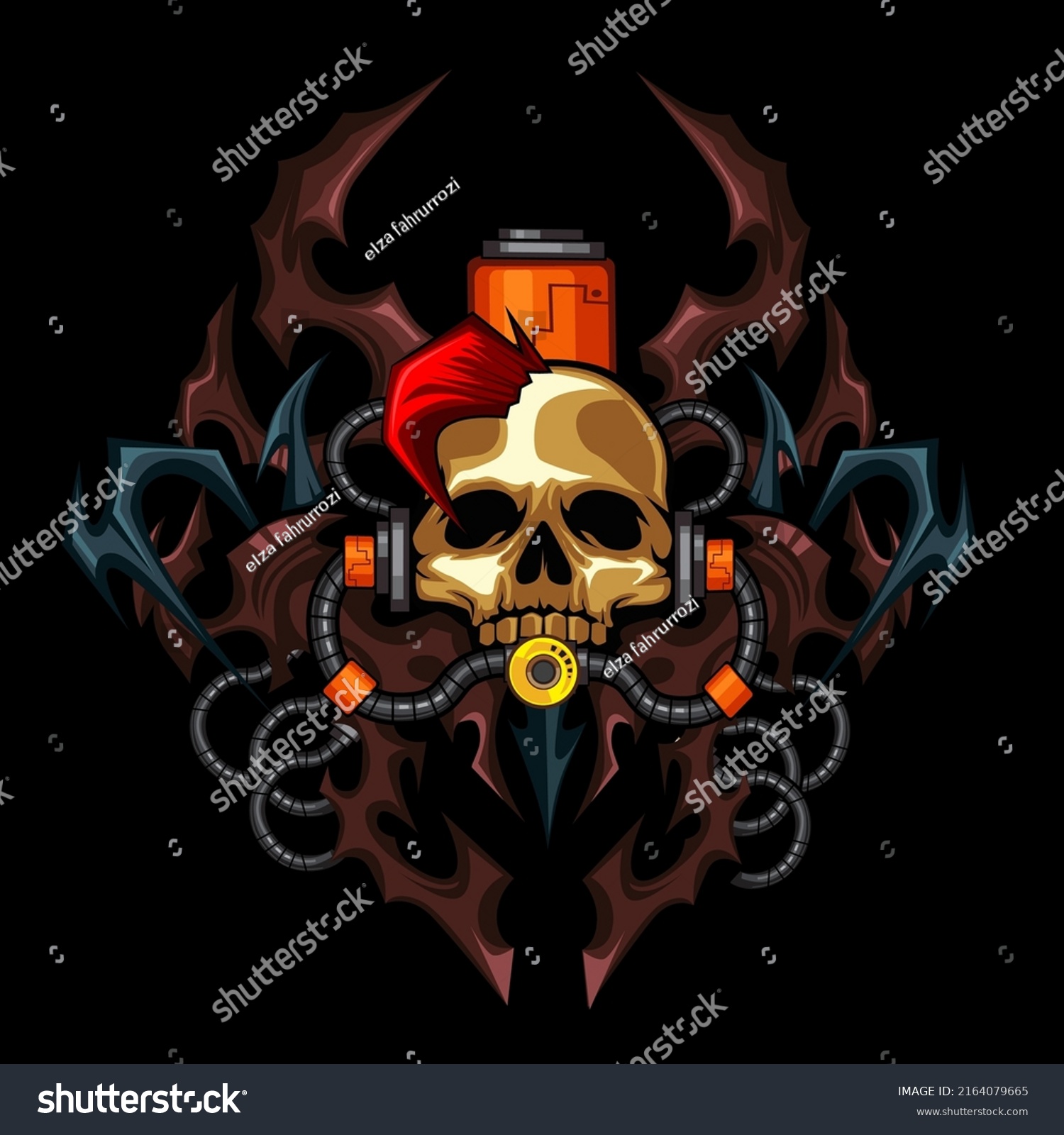 Skull Devil Cyborg Mascot Cartoon Vector Stock Vector (Royalty Free ...