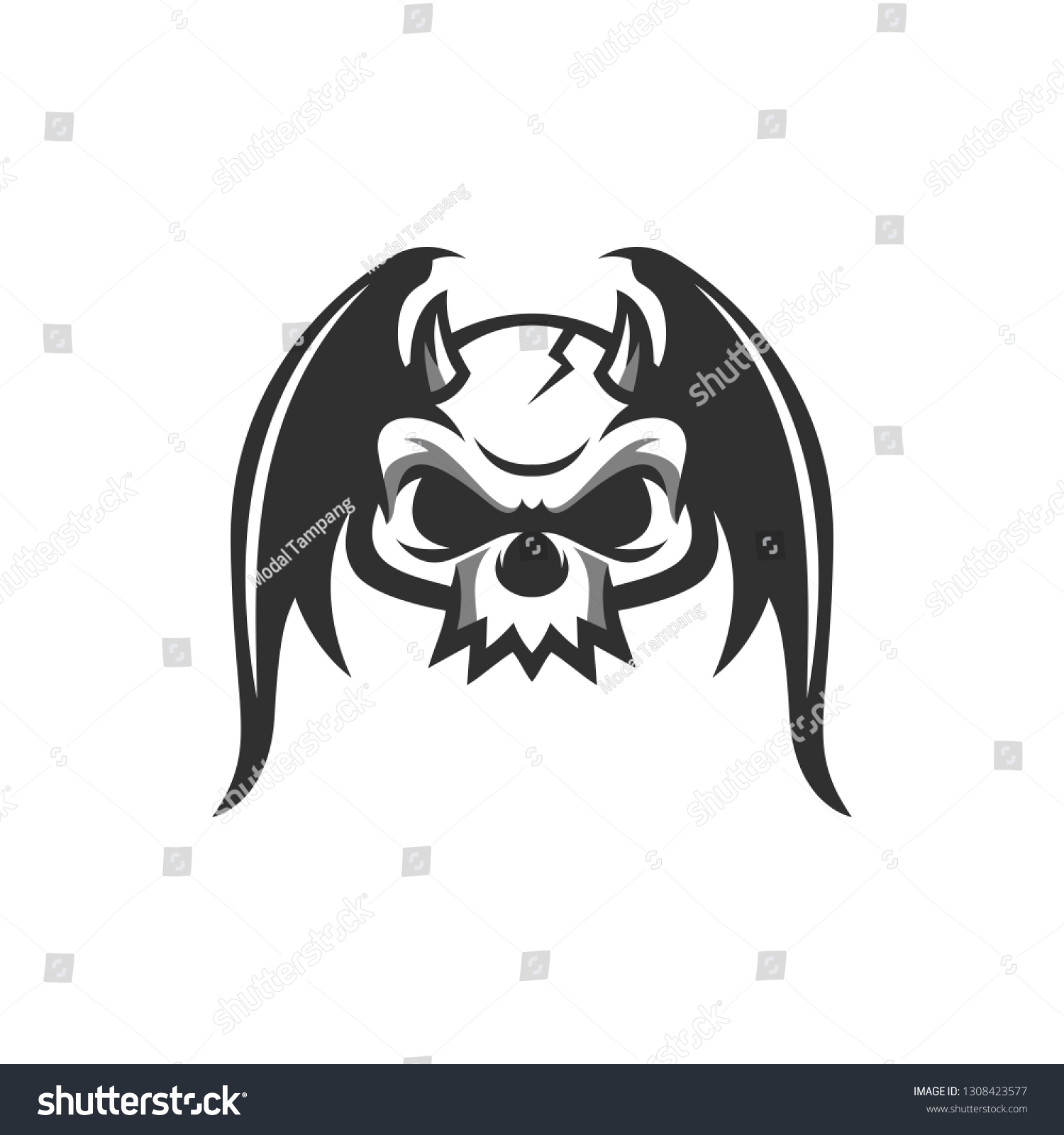 Skull Devil Logo Vector Stock Vector (Royalty Free) 1308423577