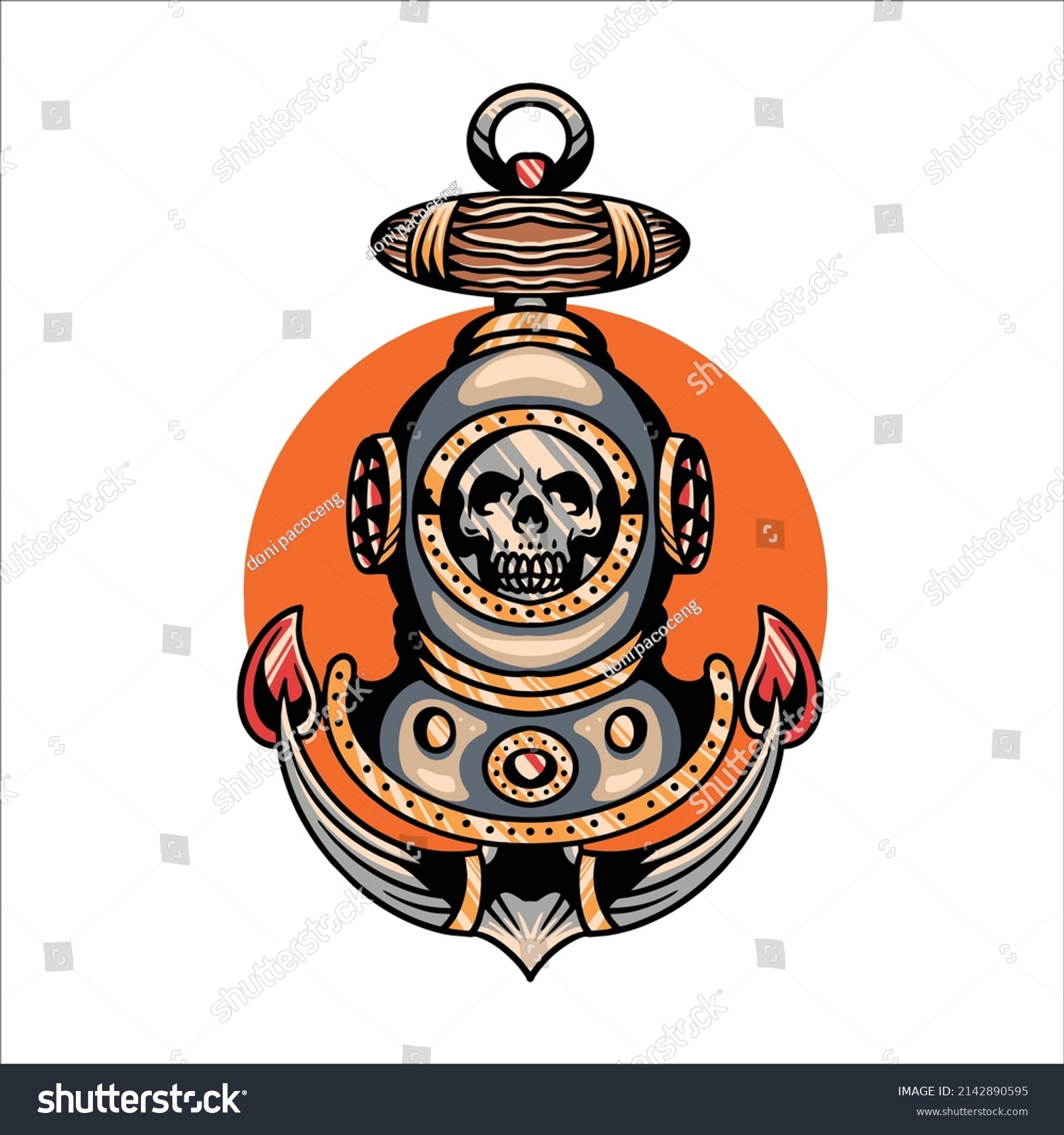 Skull Diver Tattoo Vector Design Stock Vector (Royalty Free) 2142890595 ...