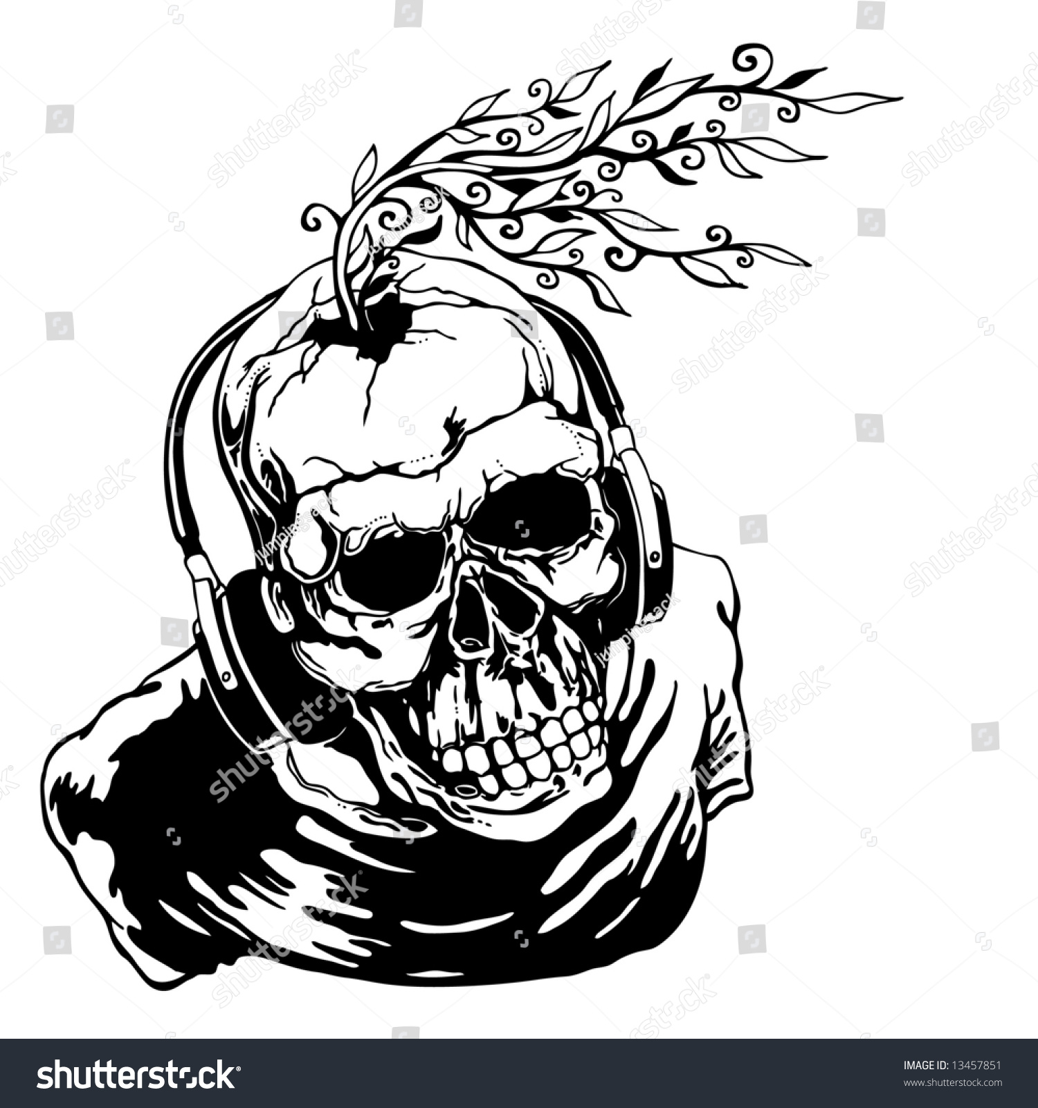 Skull Dj Vector Illustration Stock Vector (Royalty Free) 13457851