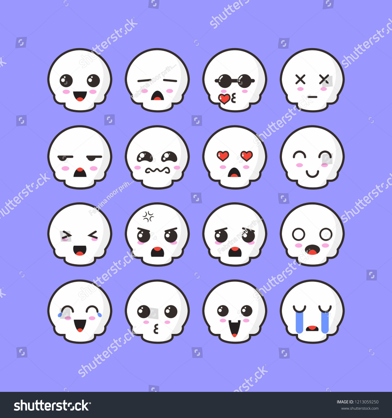 Skull Emoticon Set: vector de stock (libre de regalías) 1213059250 ...