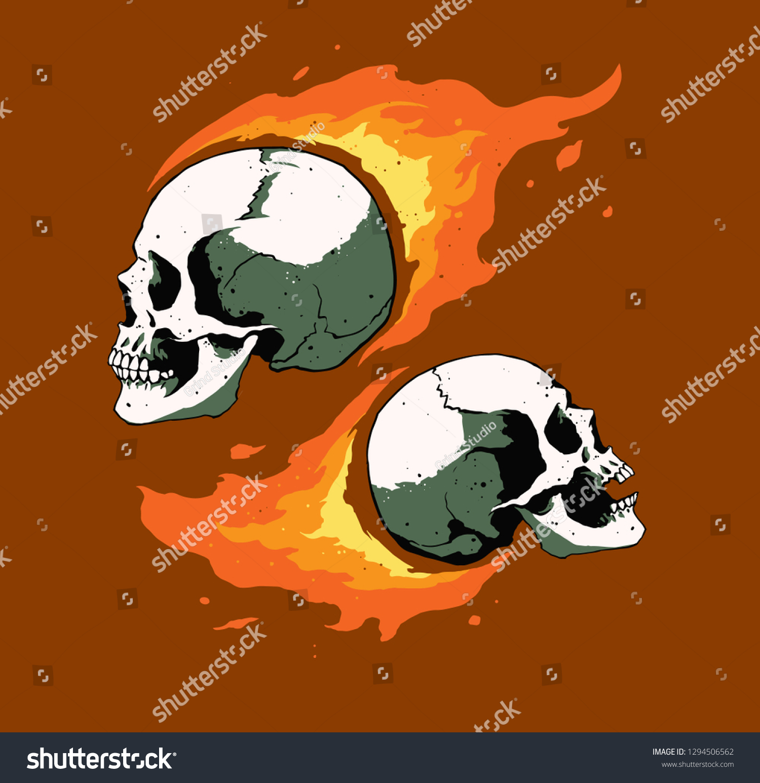 Skull Fire Art Stock Vector (Royalty Free) 1294506562 | Shutterstock