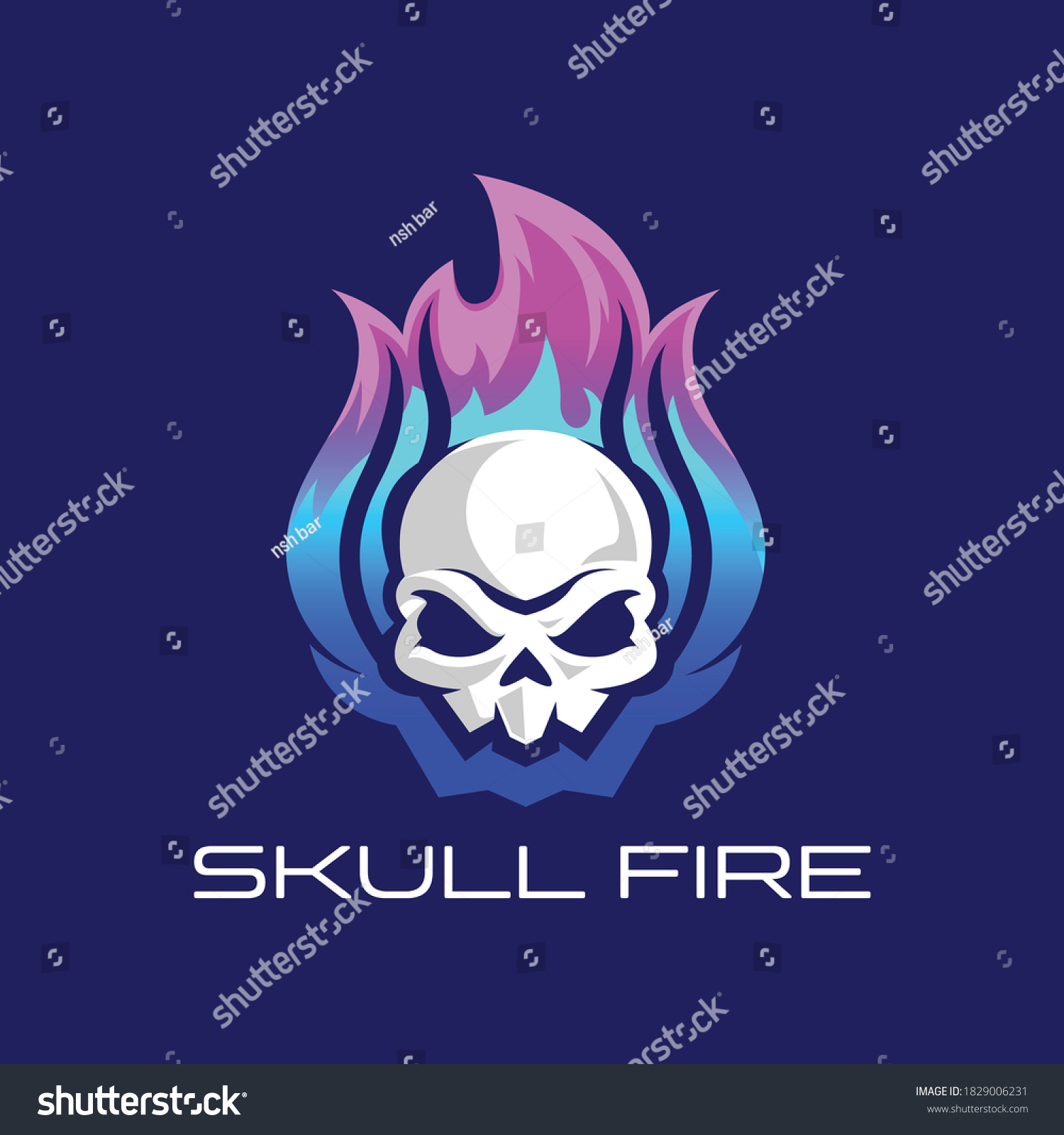 Skull Fire Logo Design Blue Flame Stock Vector (Royalty Free) 1829006231