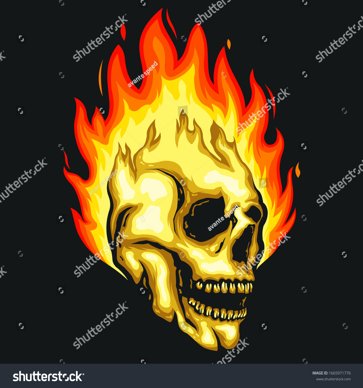 Skull Fire Vector Logo Design Stock Vector (Royalty Free) 1665971776 ...