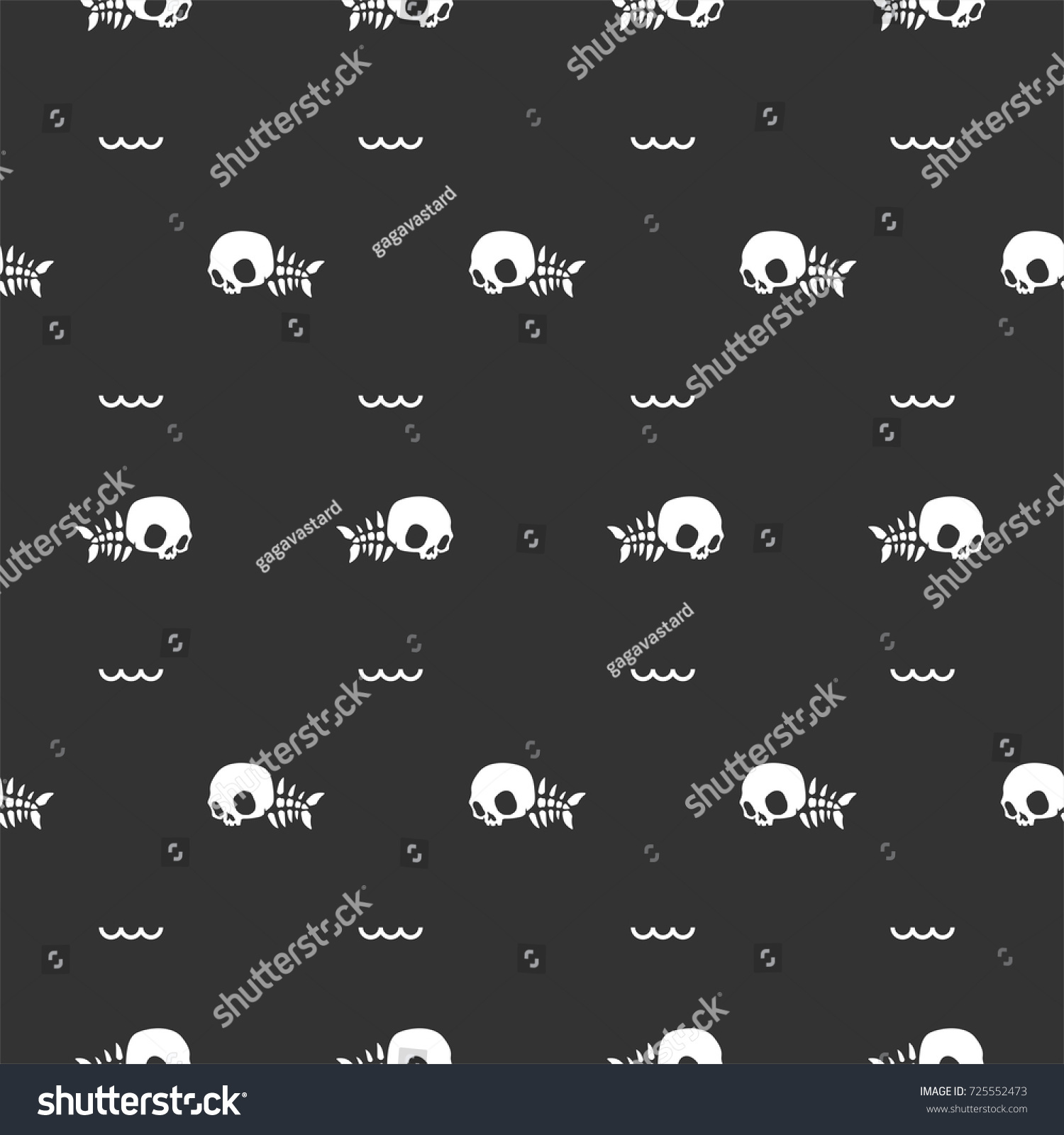Skull Fish Bone Halloween Seamless Pattern Stock Vector (Royalty Free ...