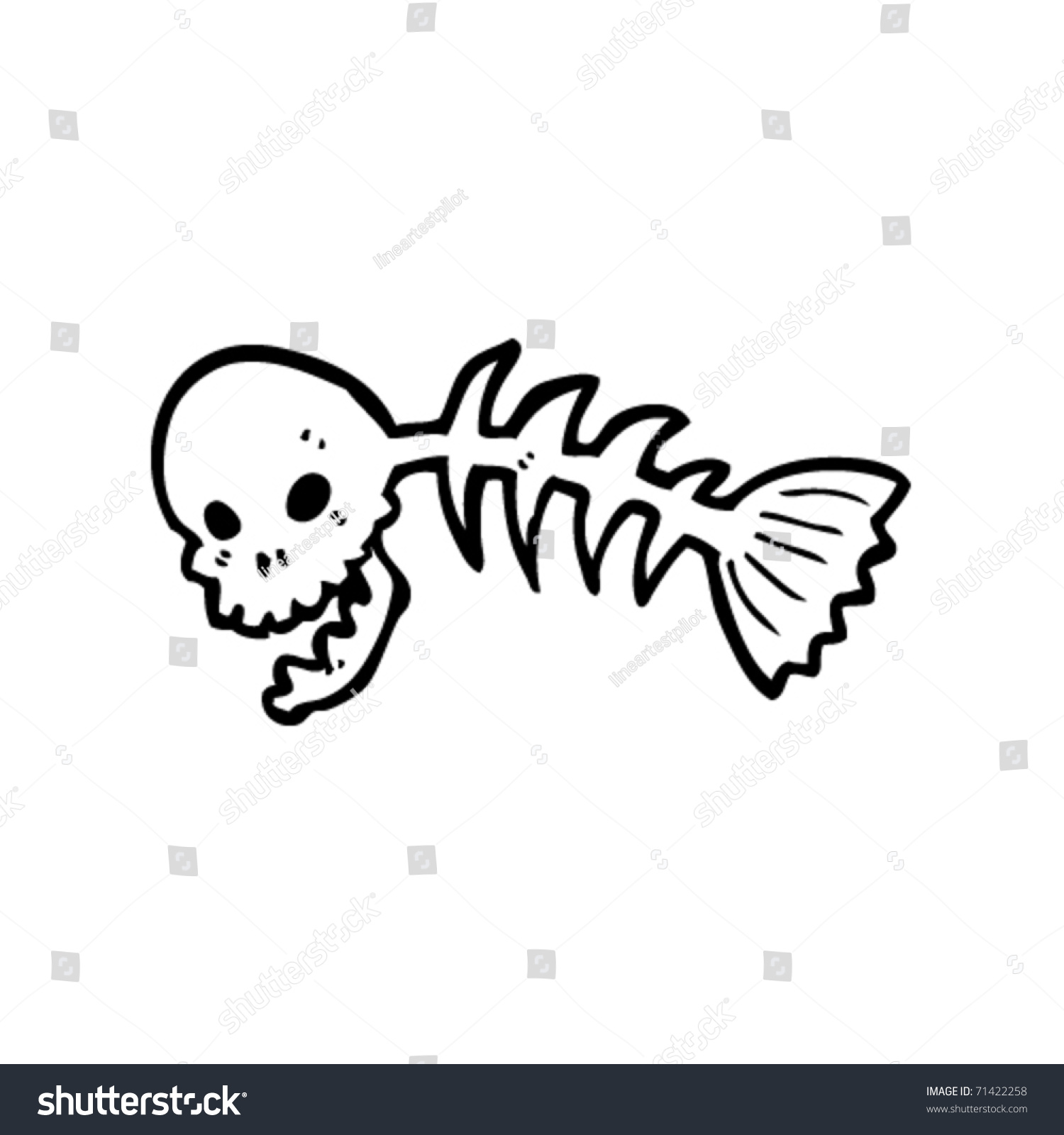 Vektor Stok Skull Fish Skeleton Cartoon (Tanpa Royalti) 71422258 ...