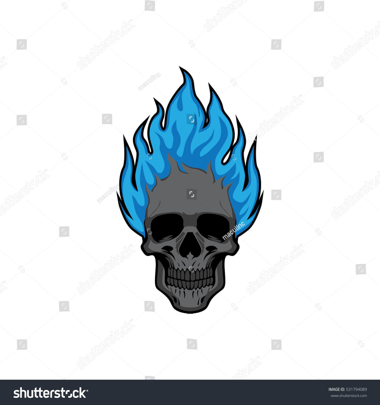 Skull Flames Vector Illustration Vol 5: vector de stock (libre de ...