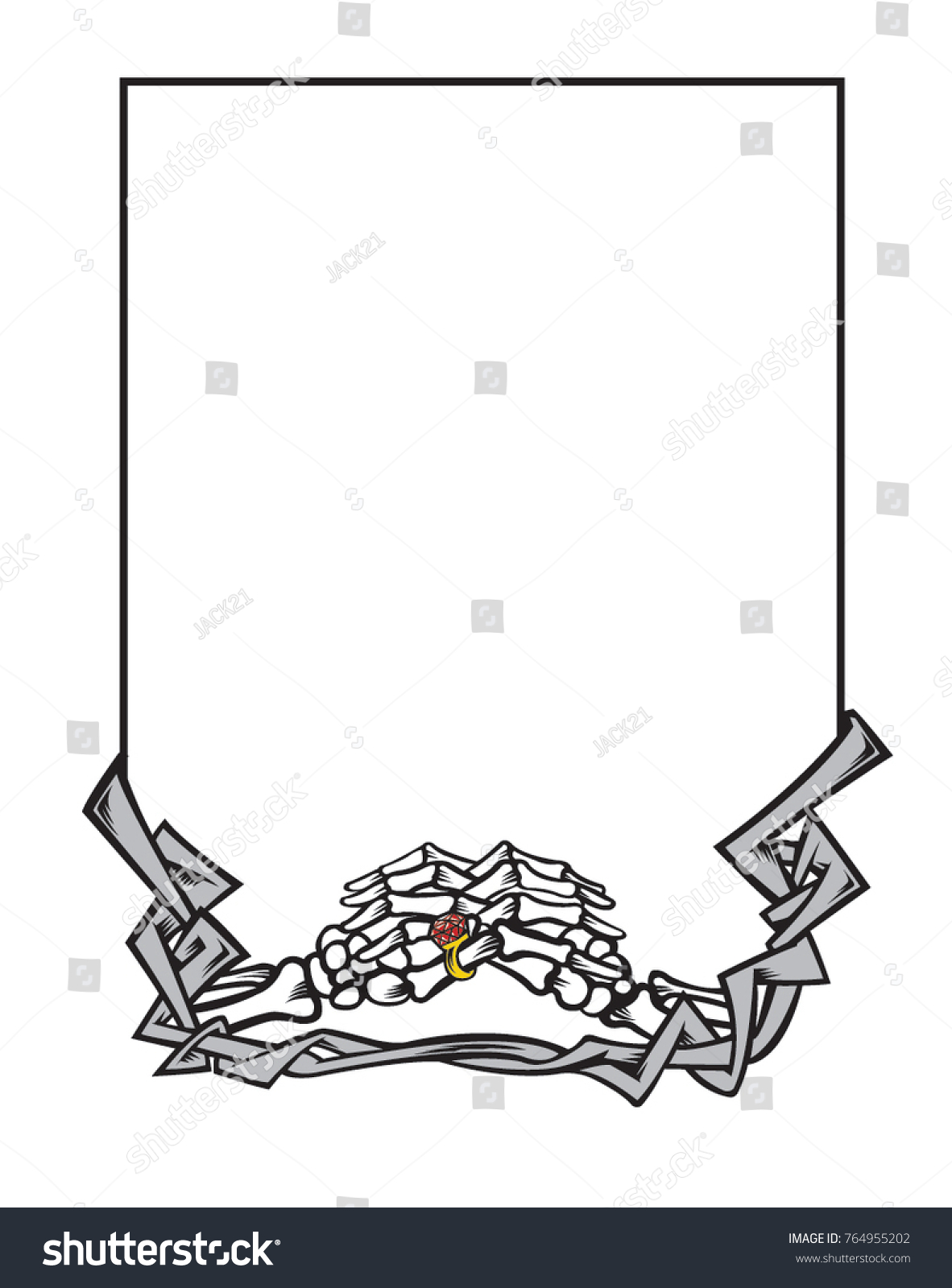 Skull Frame Vector Outline: vector de stock (libre de regalías ...