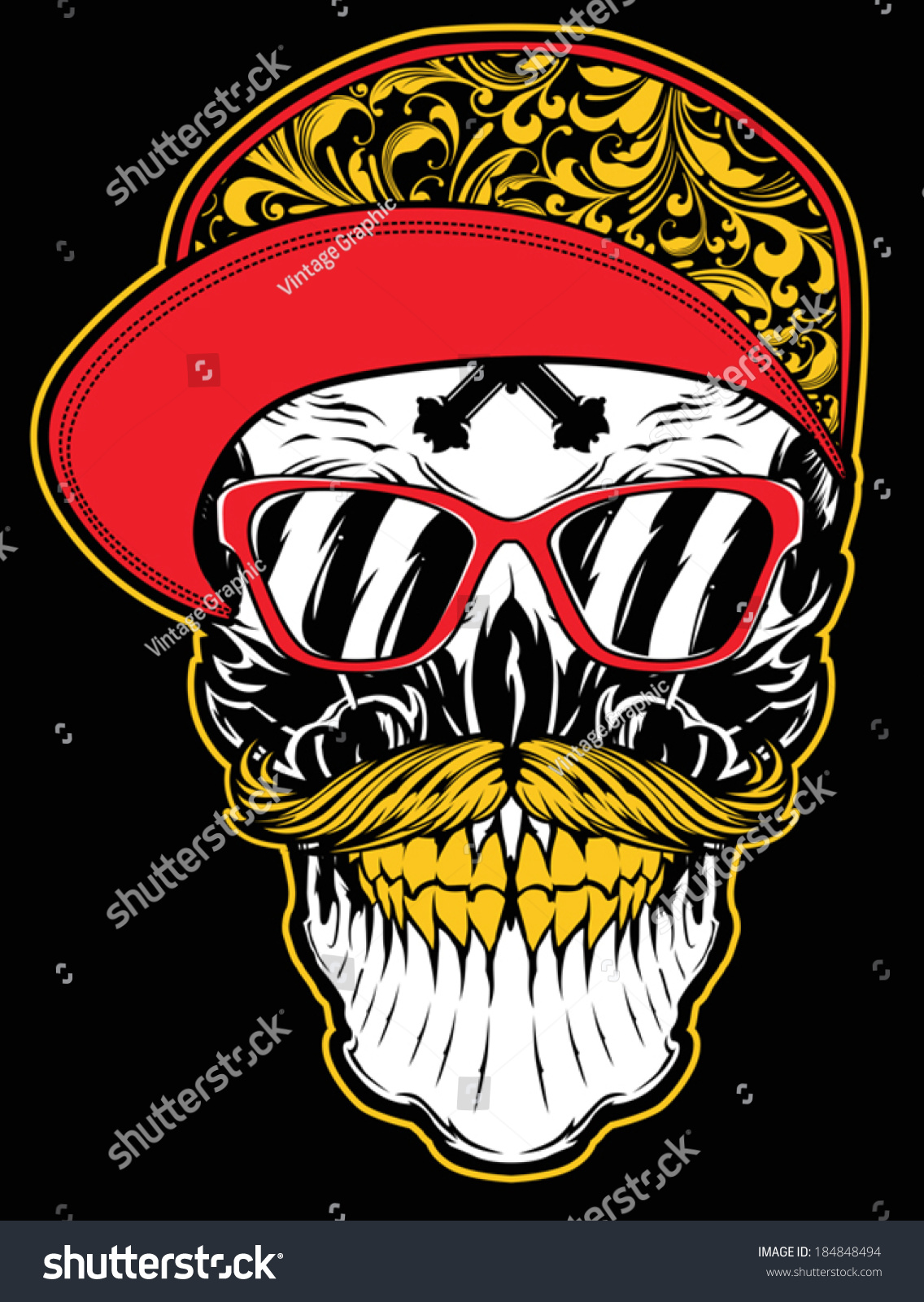 Skull Graphic Illustration Stock Vector (Royalty Free) 184848494