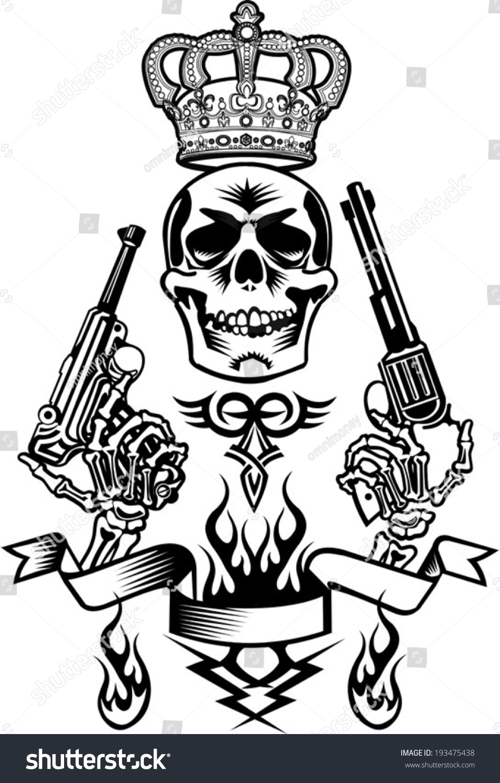 Skull Guns Parabellum Stock Vector (Royalty Free) 193475438 | Shutterstock