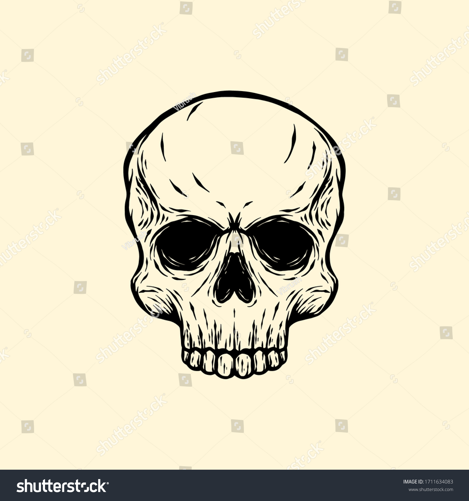 Skull Hand Drawn Vector Illustration Stock Vector (Royalty Free ...