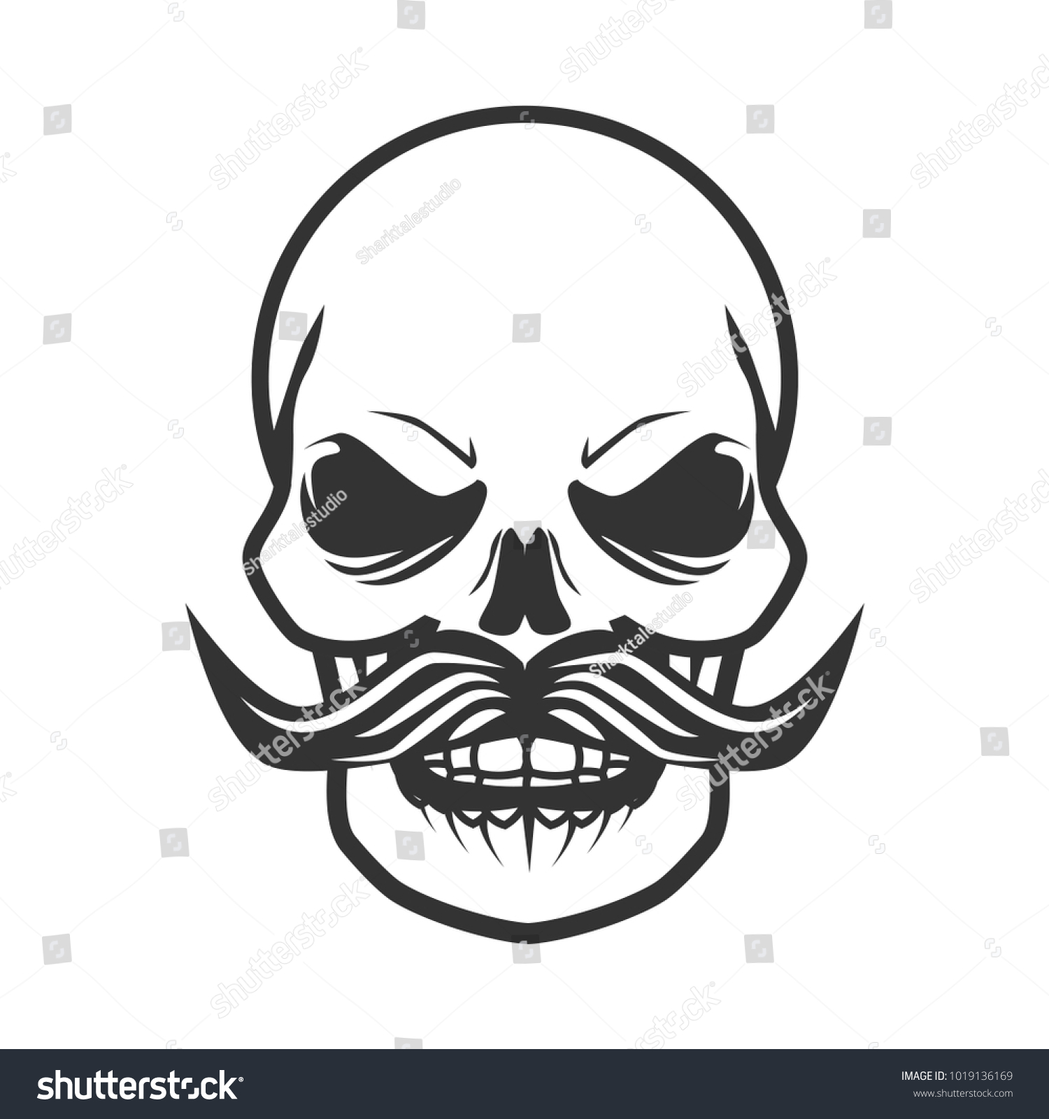 Skull Head Mustache Vector Illustration Stock Vector (Royalty Free ...