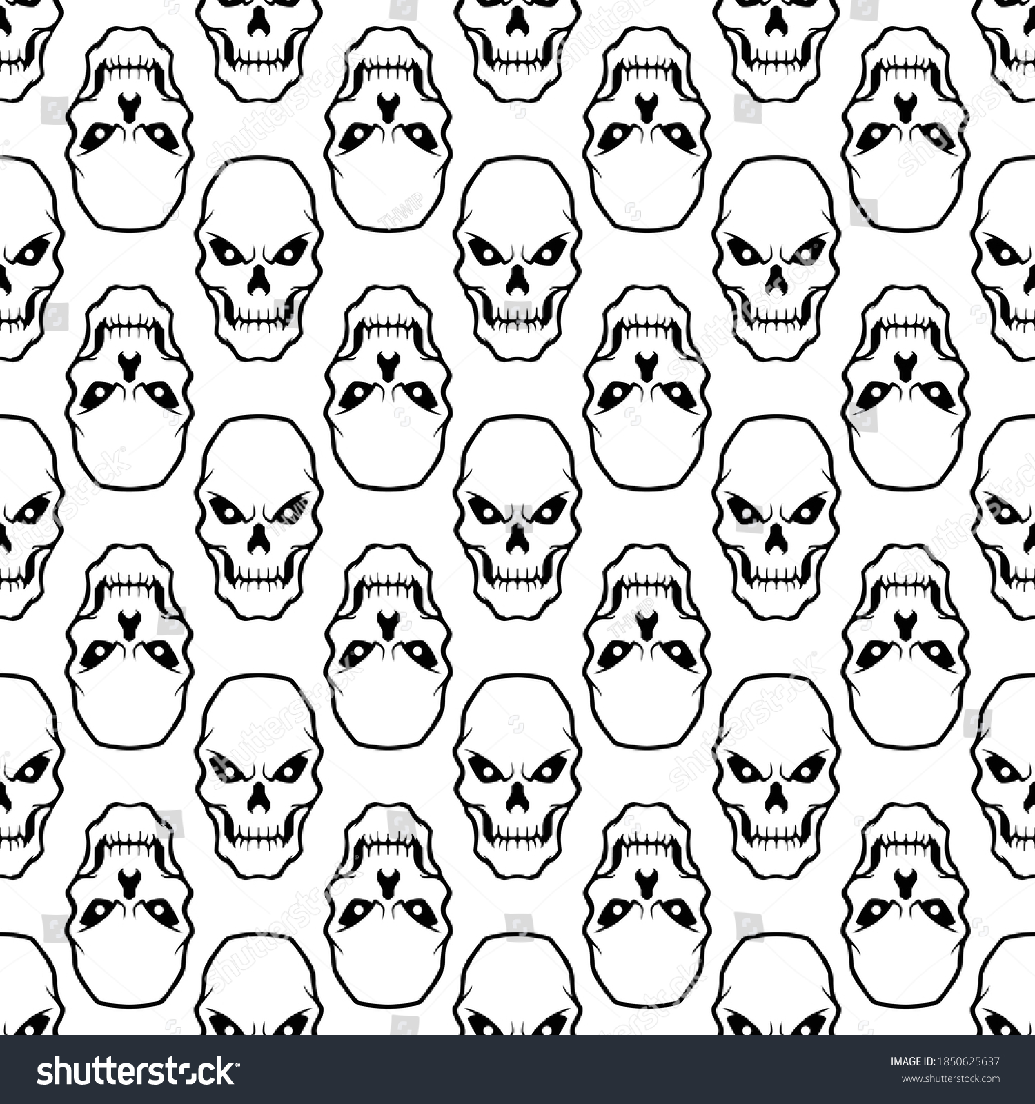Skull Head Pattern Isolated White Background Stock Vector (Royalty Free ...