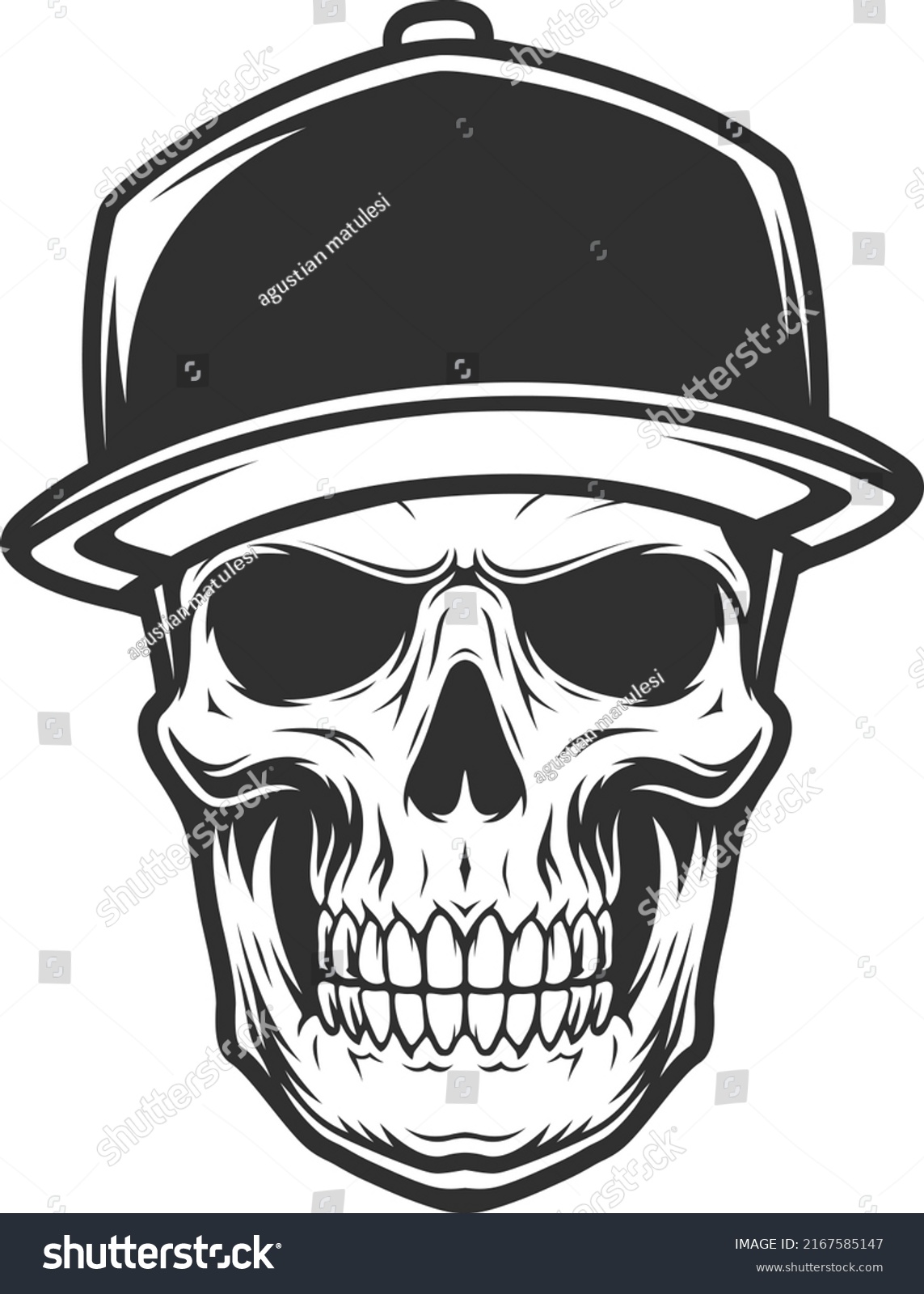 Skull Head Hat Vector Illustration Design Stock Vector (Royalty Free ...